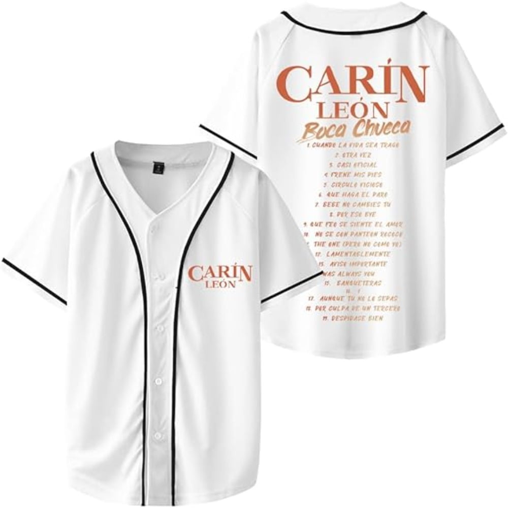 Carin Leon Boca Chueca Album Merch Baseball Jersey V-Neck Shirt Short ...