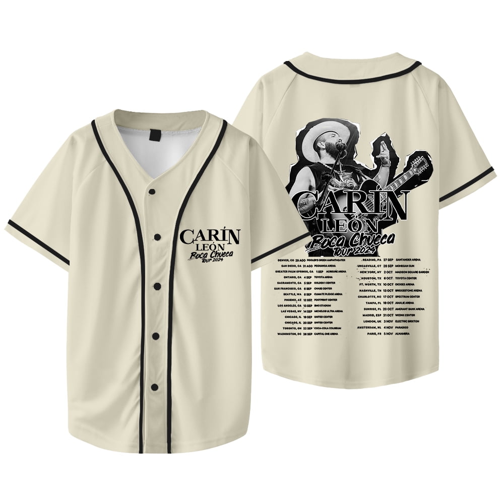 Carin Leon Merch Boca Chueca Tour Baseball Jersey V-Neck Shirt Short ...