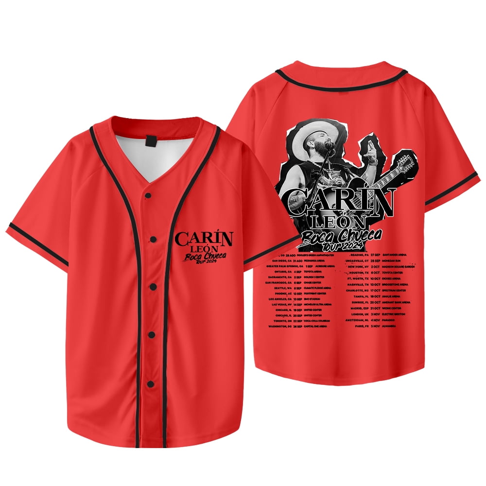 Carin Leon Merch Boca Chueca Tour Baseball Jersey V-Neck Shirt Short ...