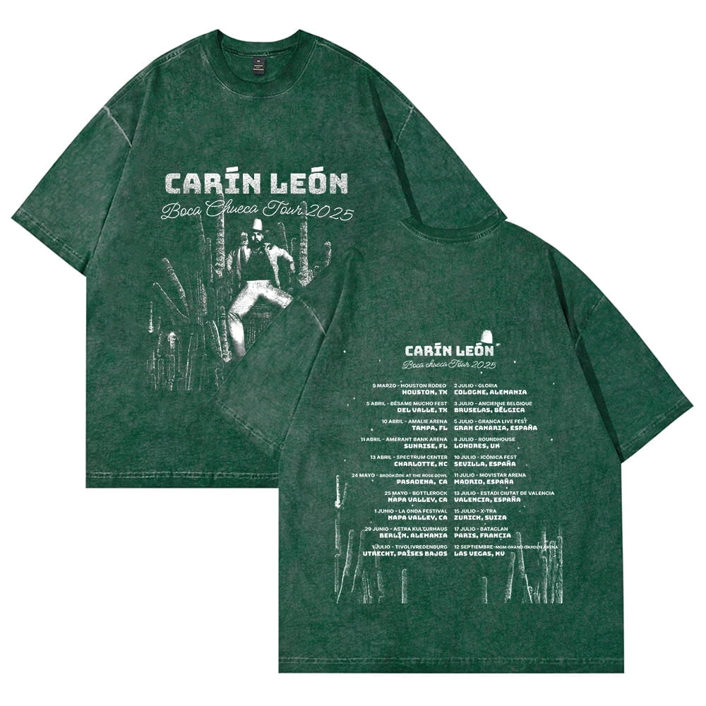 Carin Leon Tour 2025 Merch T-Shirt Cotton Vintage Wash Cotton T-Shirts ...
