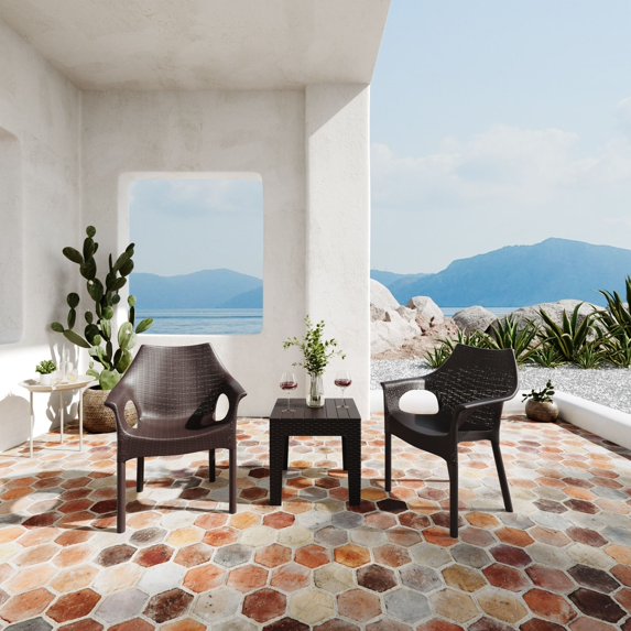 Carina Chairs and Trillia Table Resin Patio Set, Brown - Walmart.com