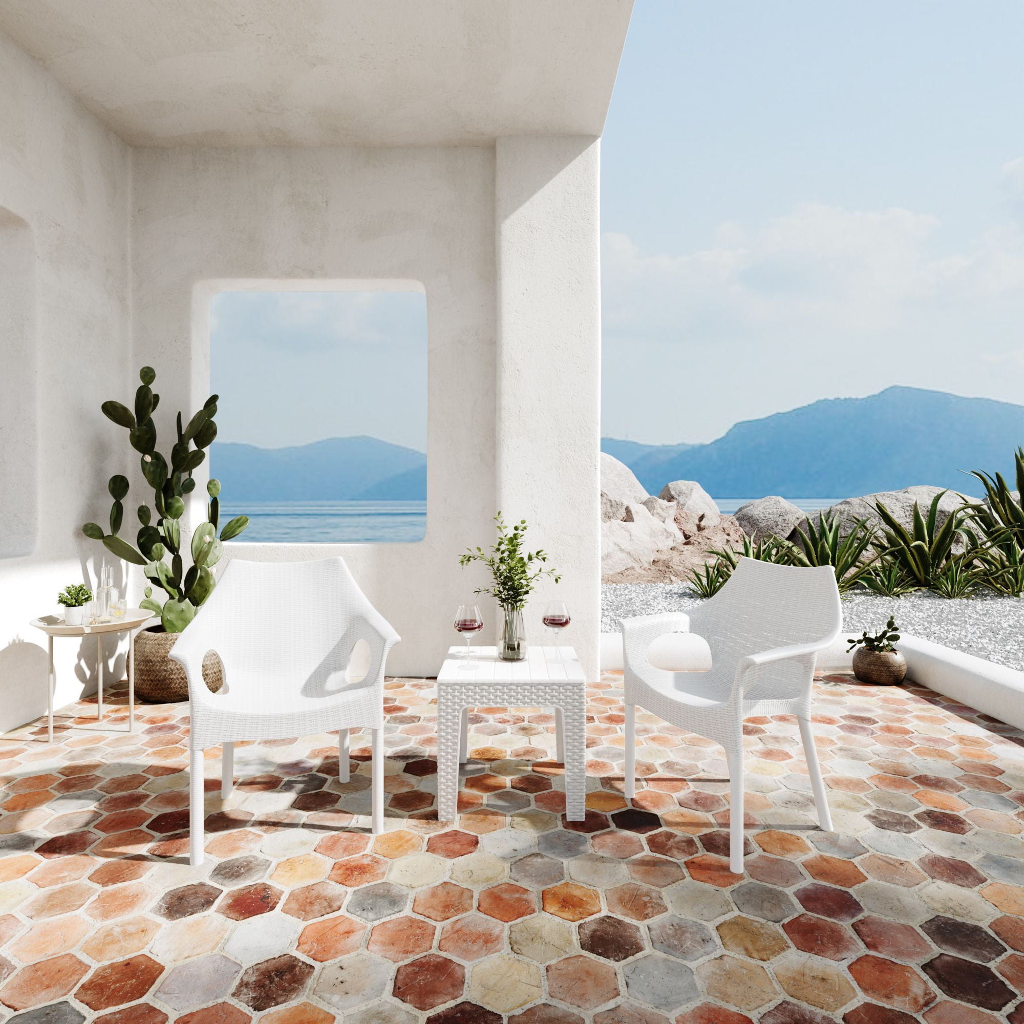 Carina Chairs and Trillia Table Resin Patio Set, White - Walmart.com