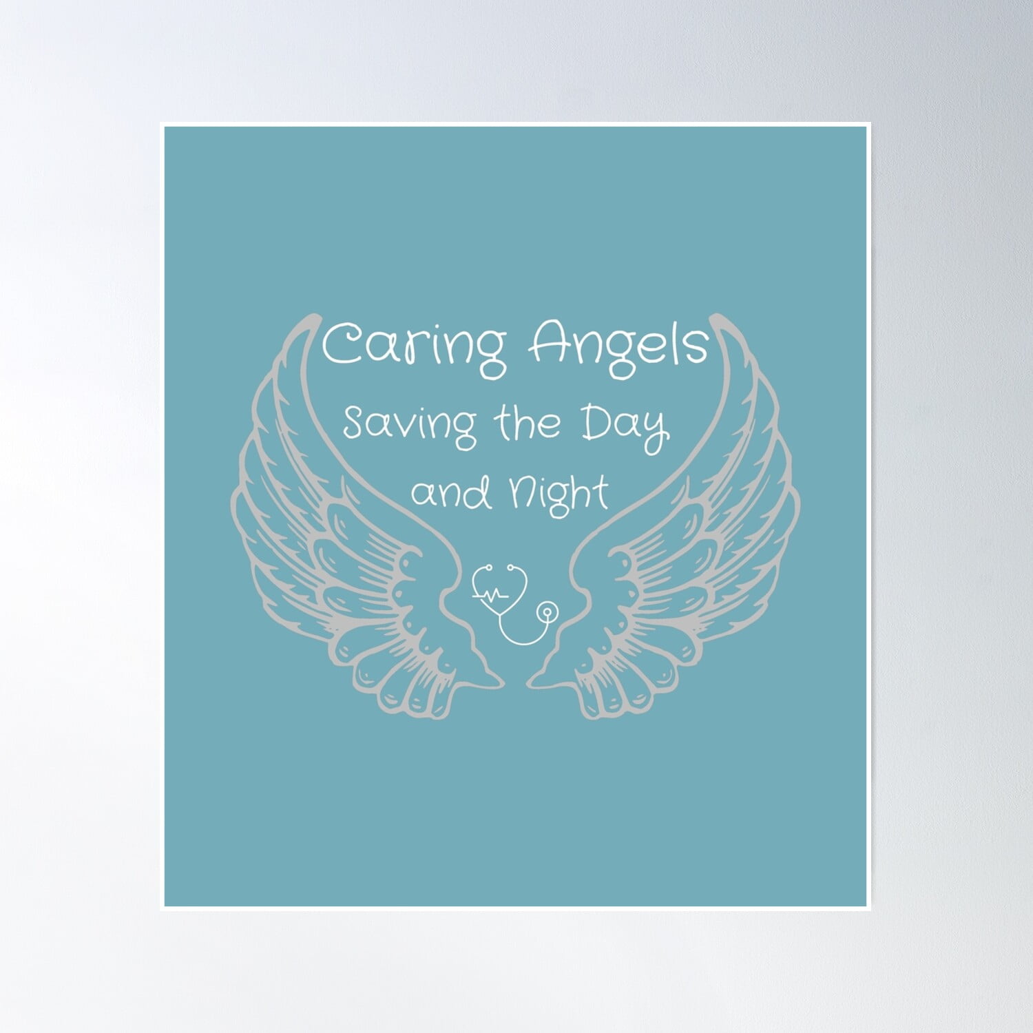 Caring Angels: Saving The Day And Night Poster Wall Art, Modern Wall ...