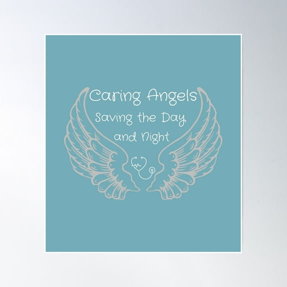 Caring Angels: Saving The Day And Night Poster Wall Art, Modern Wall Decor, 16x16 UNFRAMED ...
