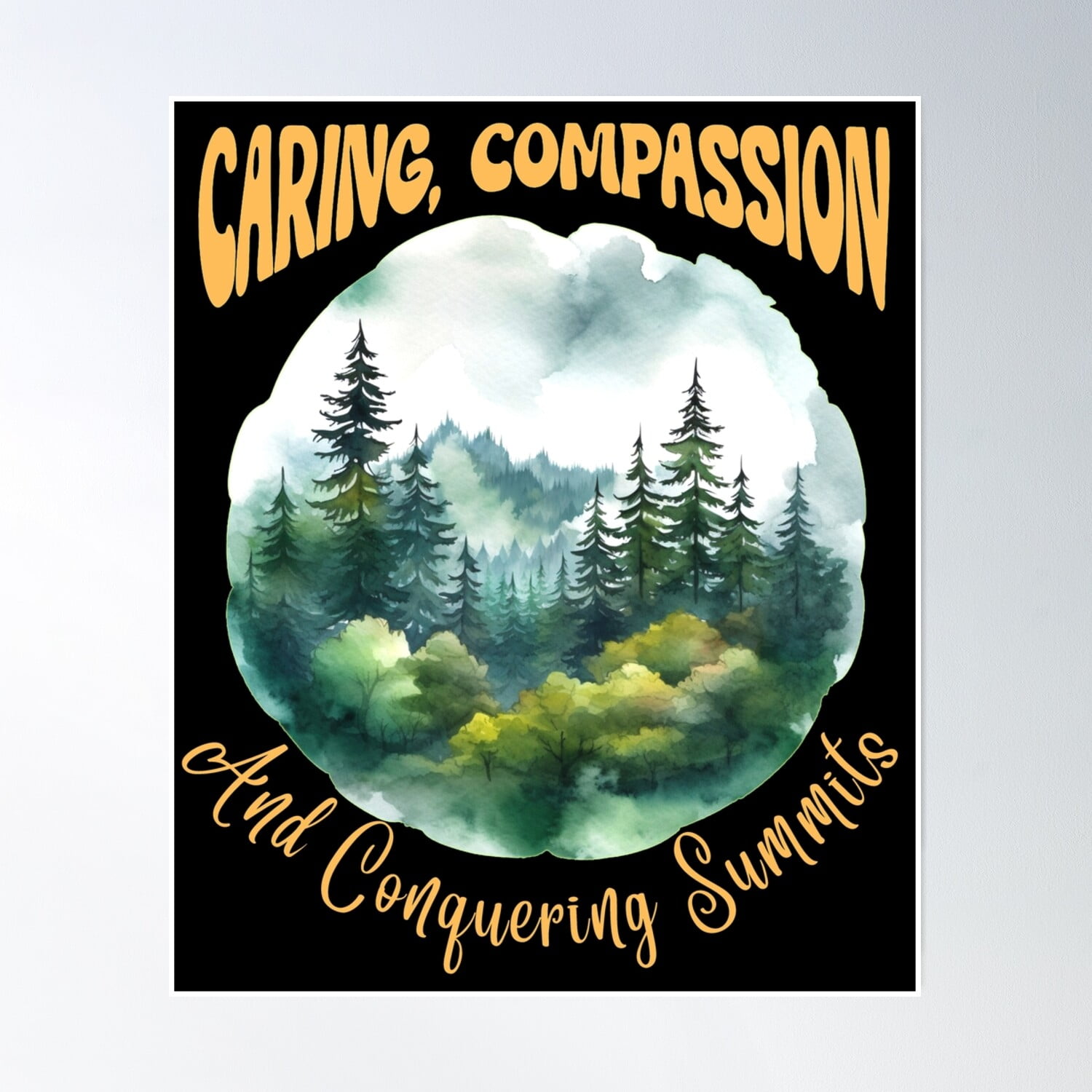 Caring, Compassion, And Conquering Summits. Nurse Hiking Poster Wall ...