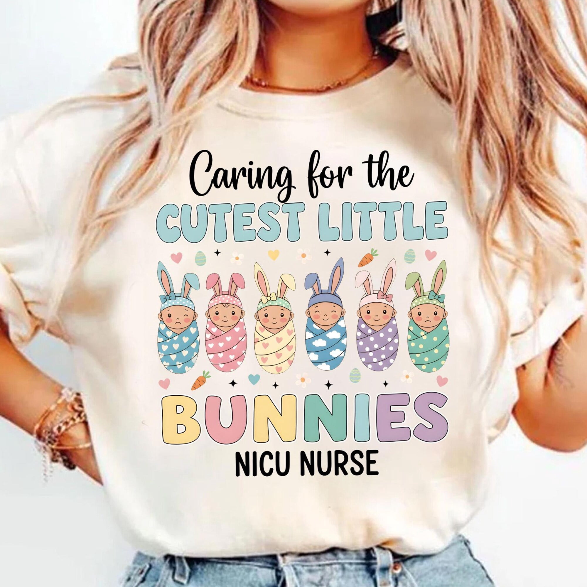 Caring For The Cutest Snuggle Bunnies NICU Easter Shirt NICU Nurse ...