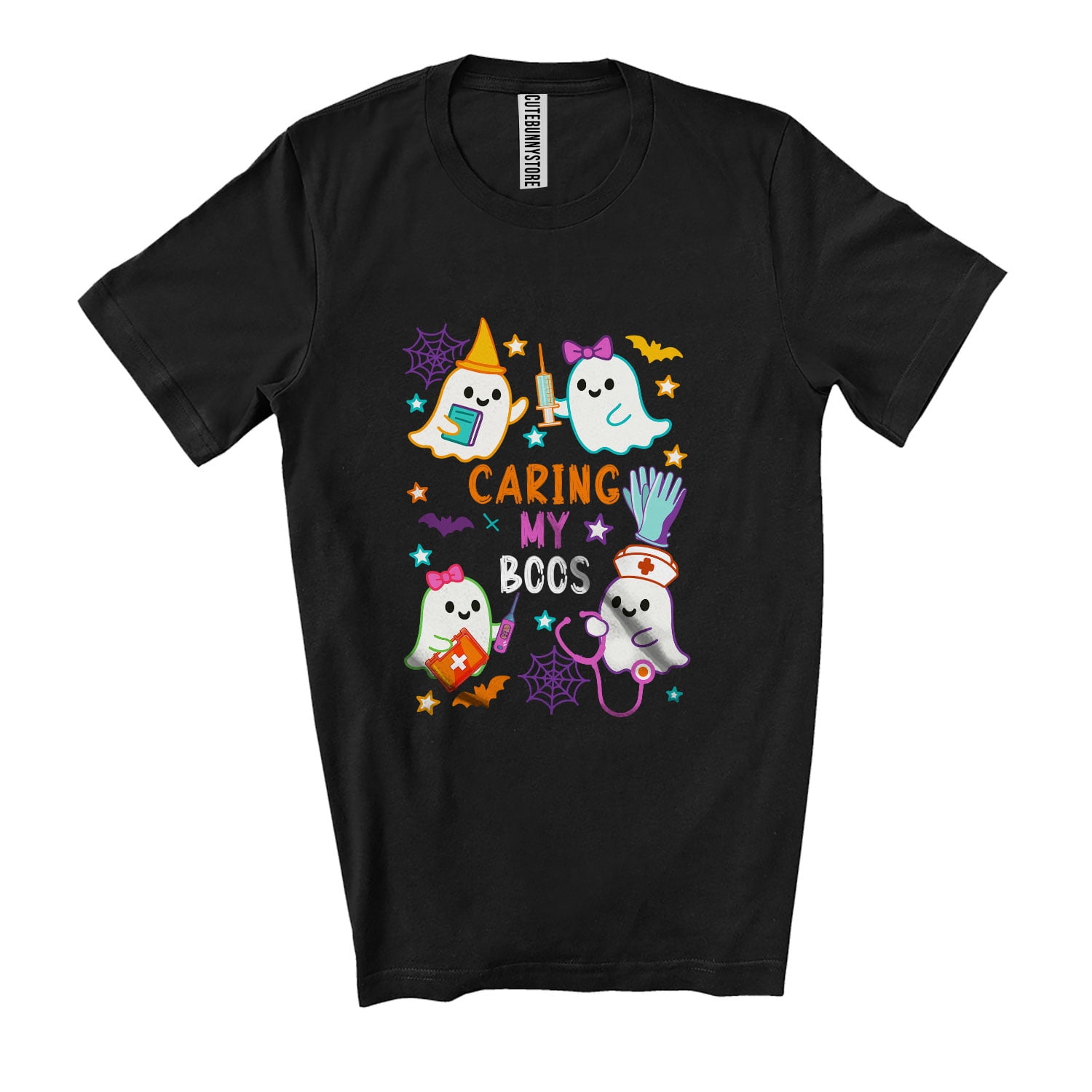 Caring My Boos; Adorable Halloween Colorful Ghost Nursing Lover; Nurse ...