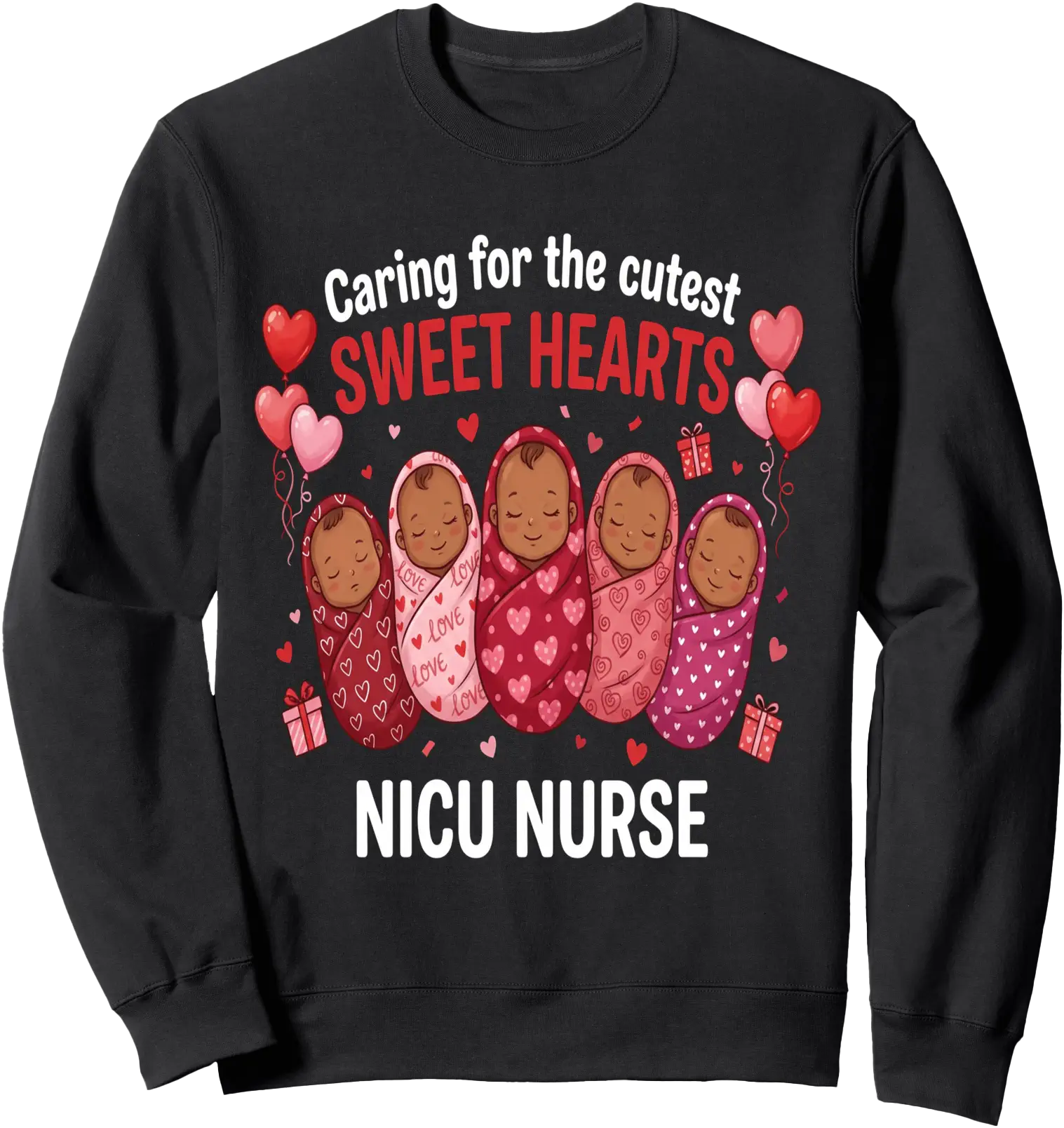 Caring NICU Nurse Valentine's Day Sweatshirt with Colorful Design and ...