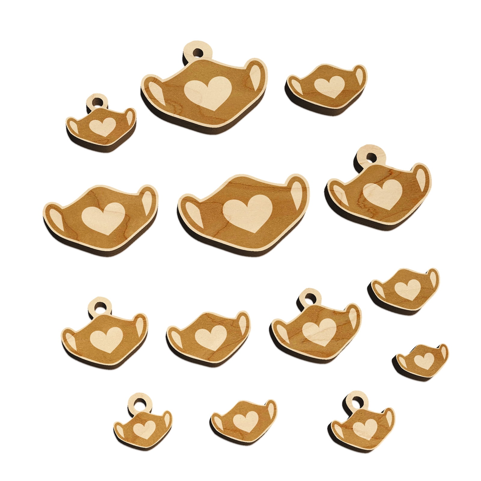 Caring Surgical Face Mask Heart Wood Mini Charms Shapes DIY Craft ...