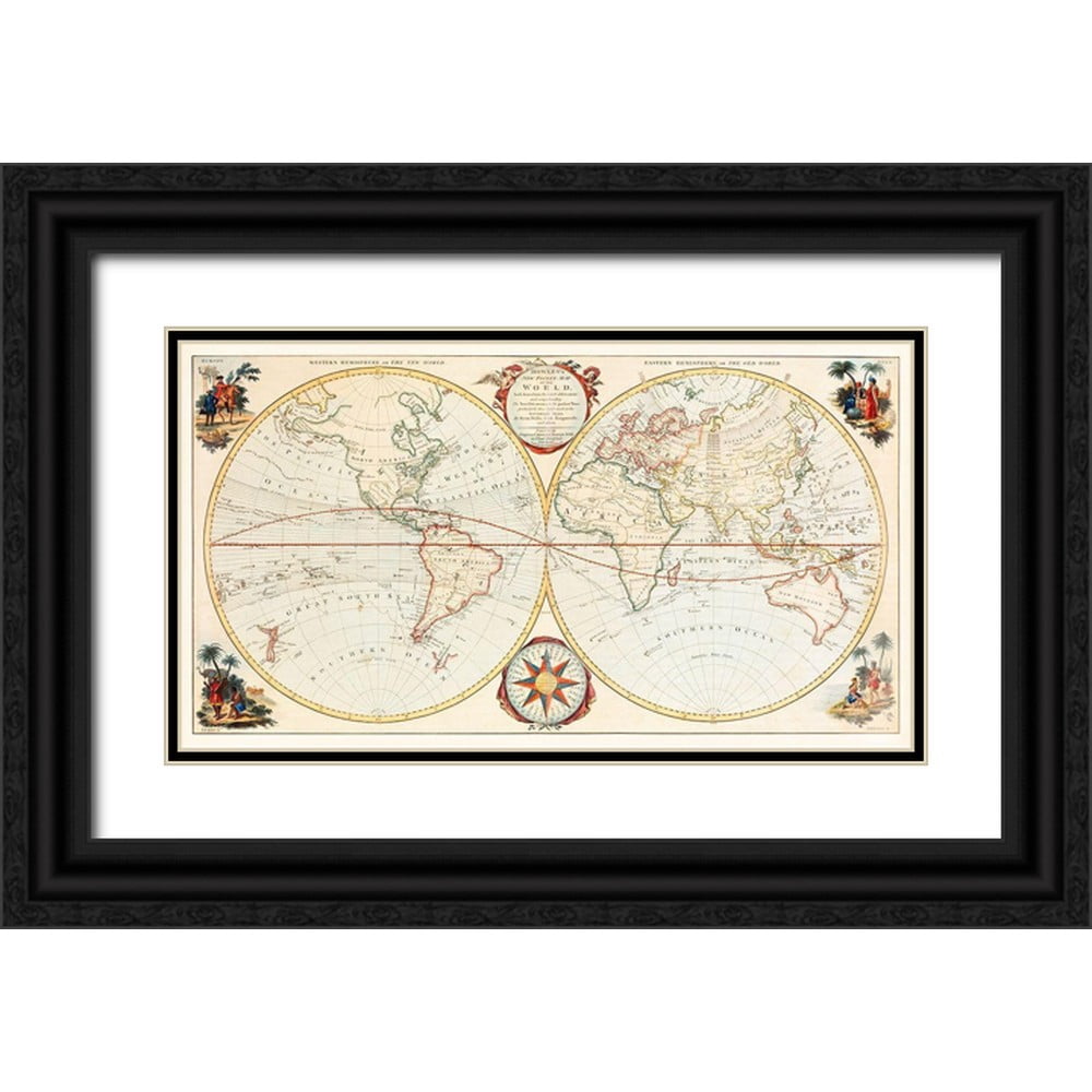 Carington, Bowles 18x12 Black Ornate Wood Framed with Double Matting ...