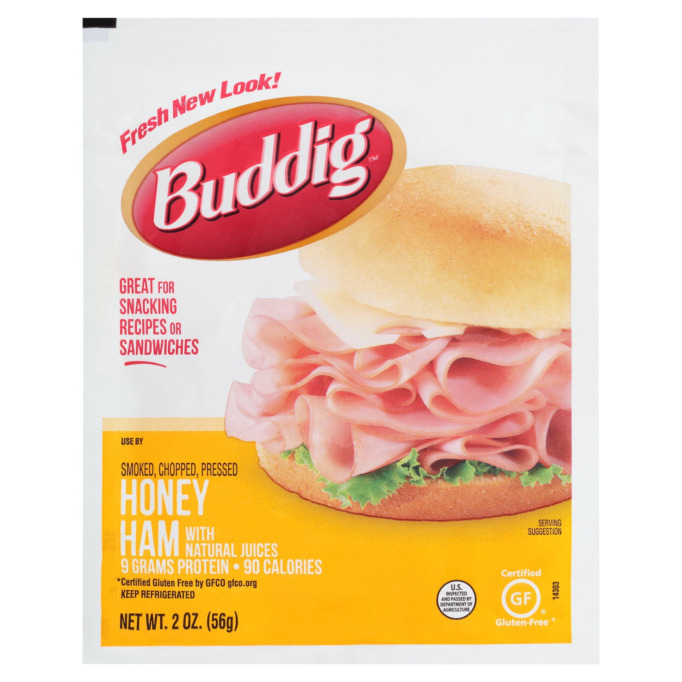 Carl Buddig Original Honey Ham Lunchmeat 2oz (56 gram) Plastic Pouch, 9 ...