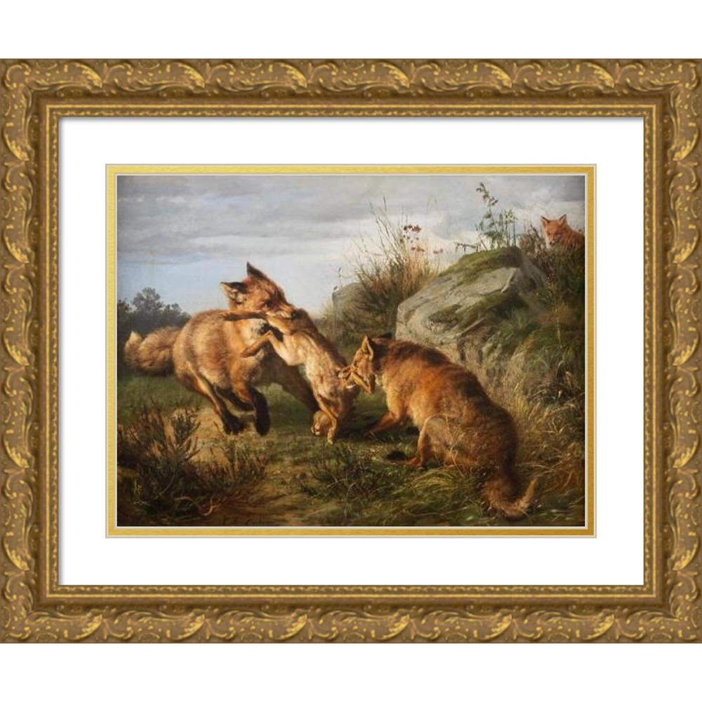 Carl Friedrich Deiker 14x12 Gold Ornate Wood Frame and Double Matted ...