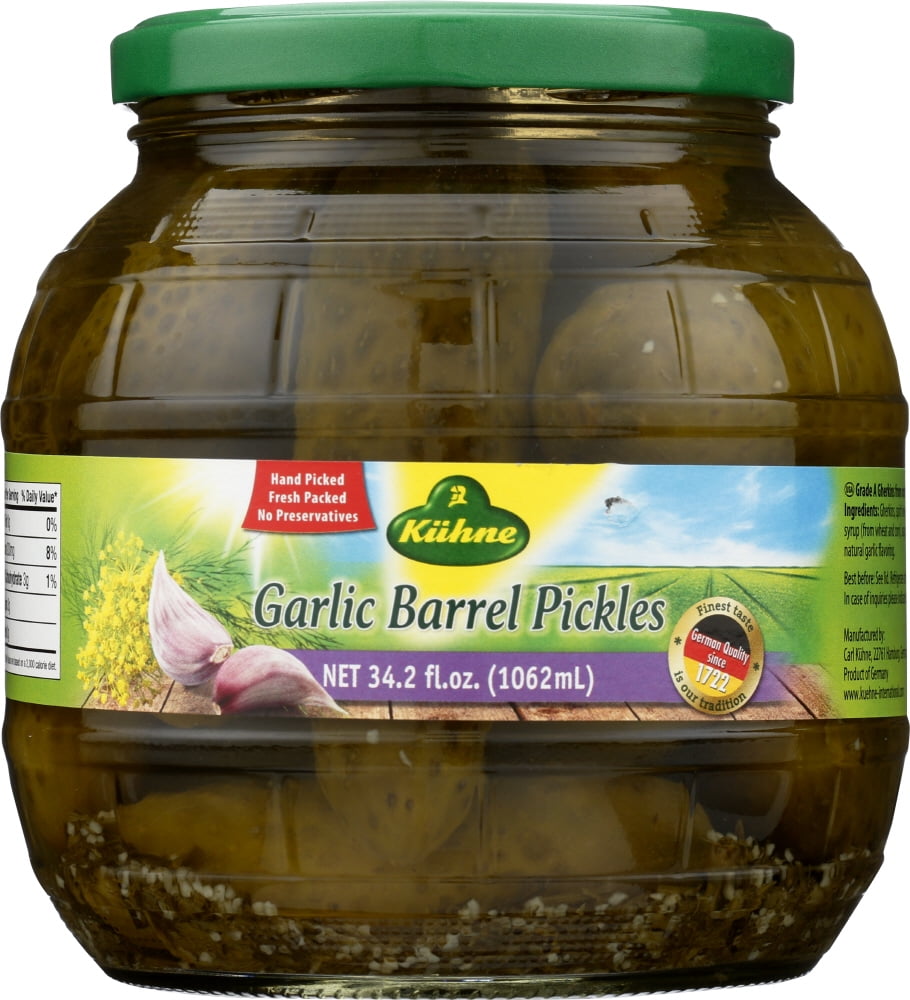 Carl Kuhne Gundelsheim Garlic Barrel Pickles in Jar, 35.9 oz - Walmart.com
