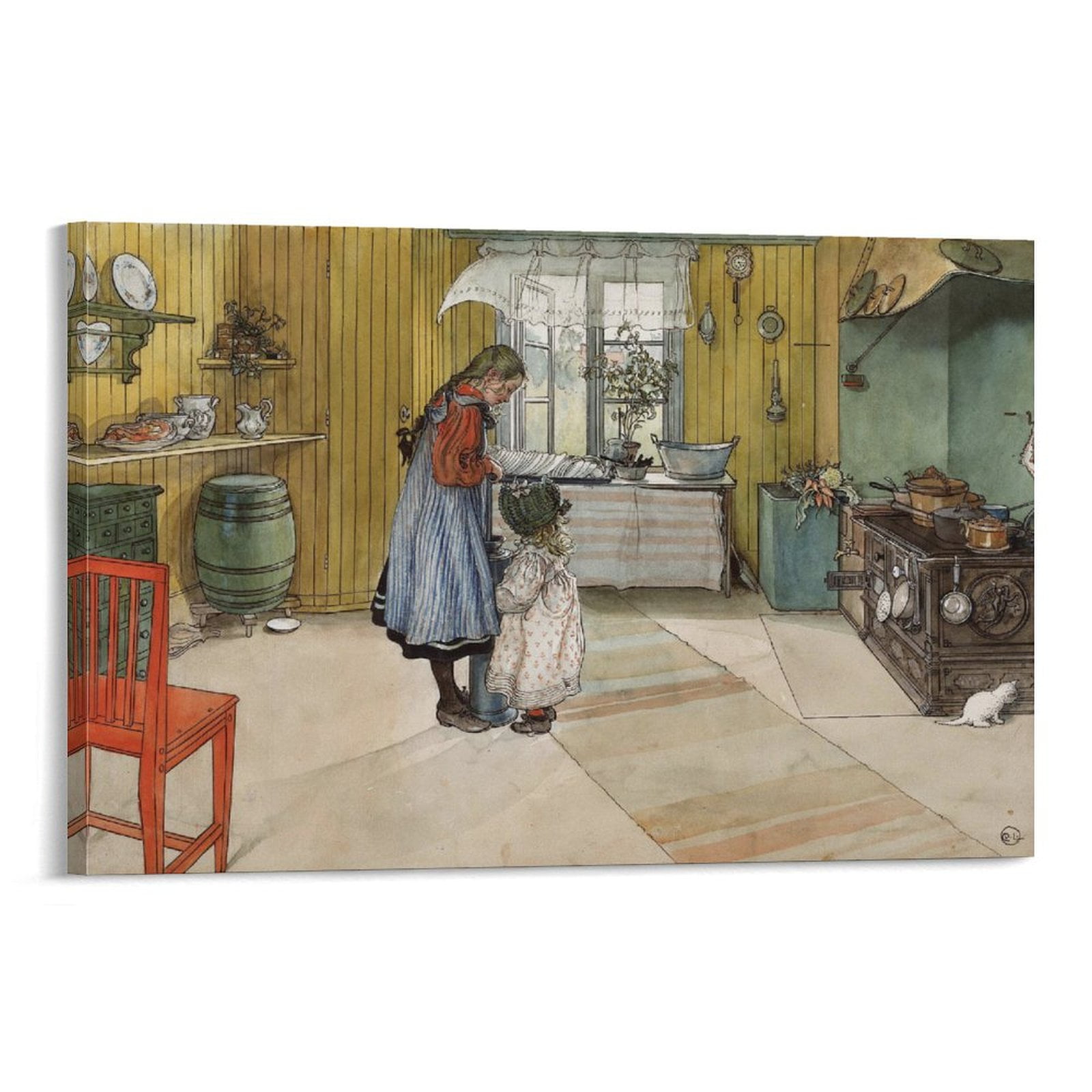 Carl Larsson Art Poster The Kitchen 1898 Painting Poster Poster Decorative Painting Canvas Wall ...