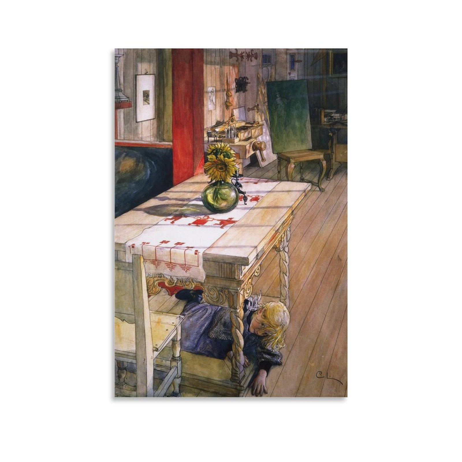 Carl Larsson Prints 《Hide And Seek, 1898》 Wall Art Poster Canvas Poster ...