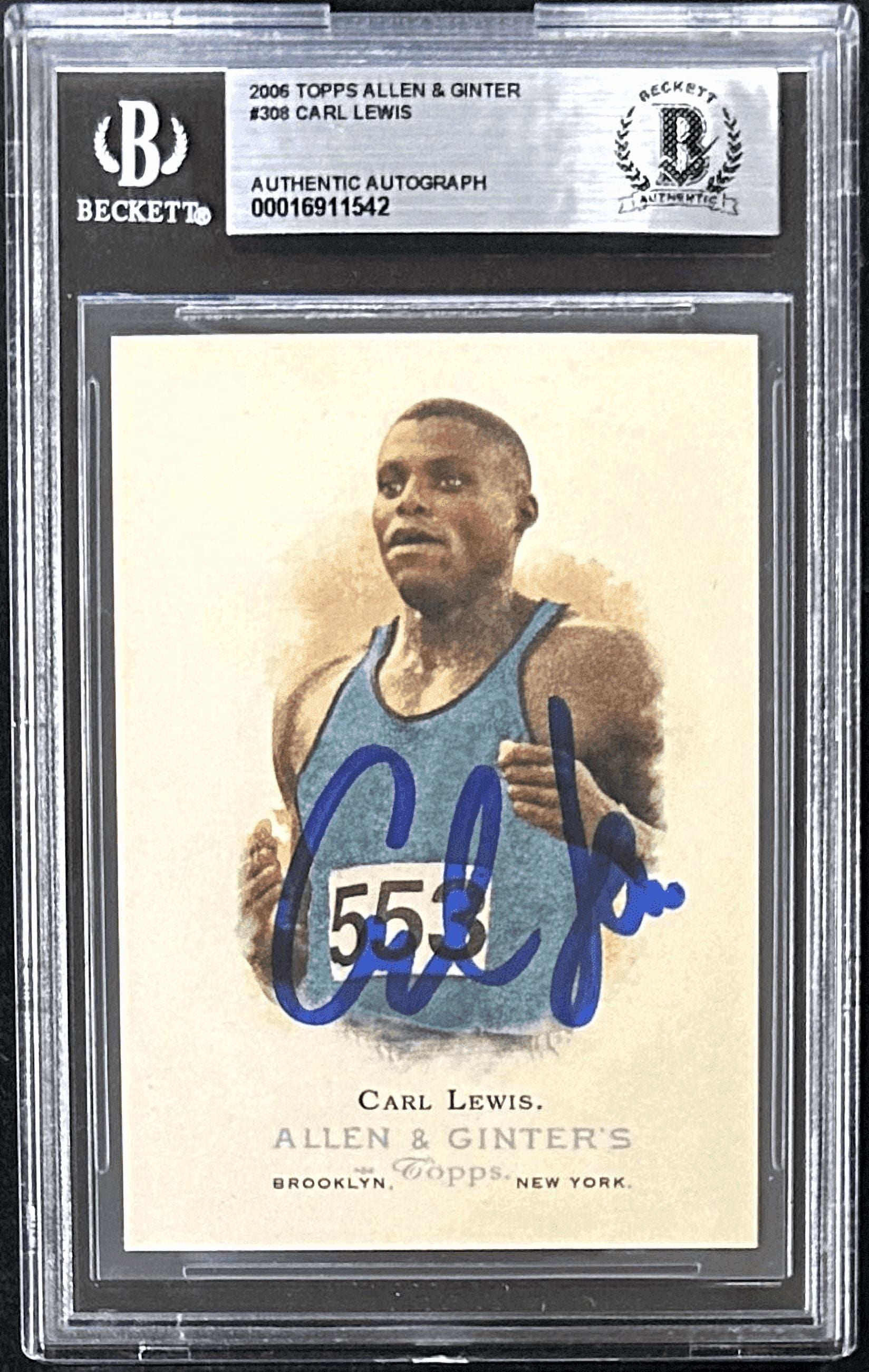 Carl Lewis Signed 2006 Topps Allen & Ginter Card #308 Beckett 16911542 ...