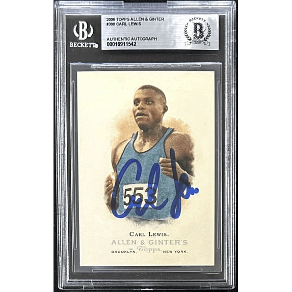 Carl Lewis Signed 2006 Topps Allen & Ginter Card #308 Beckett 16911542 ...