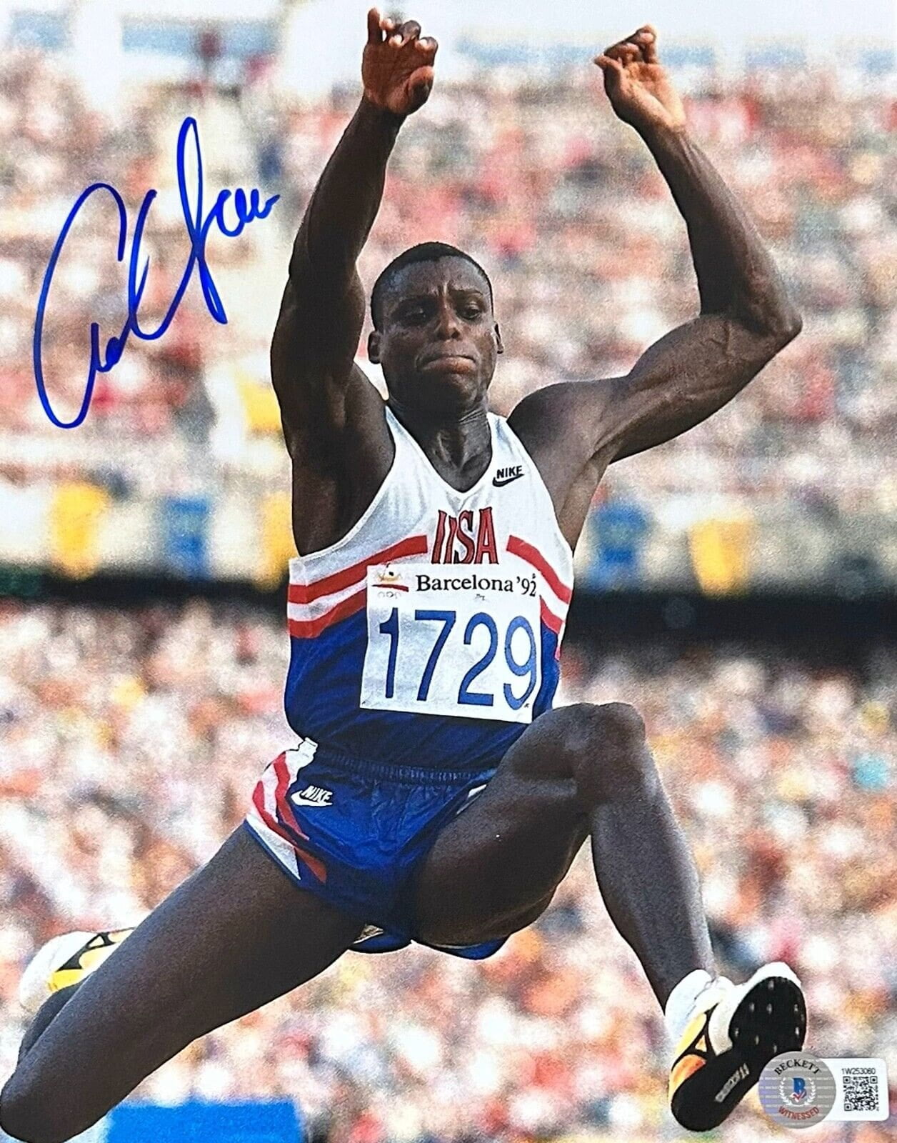 Carl Lewis Signed Autographed 8x10 Photo Beckett #10 Blue - Walmart.com