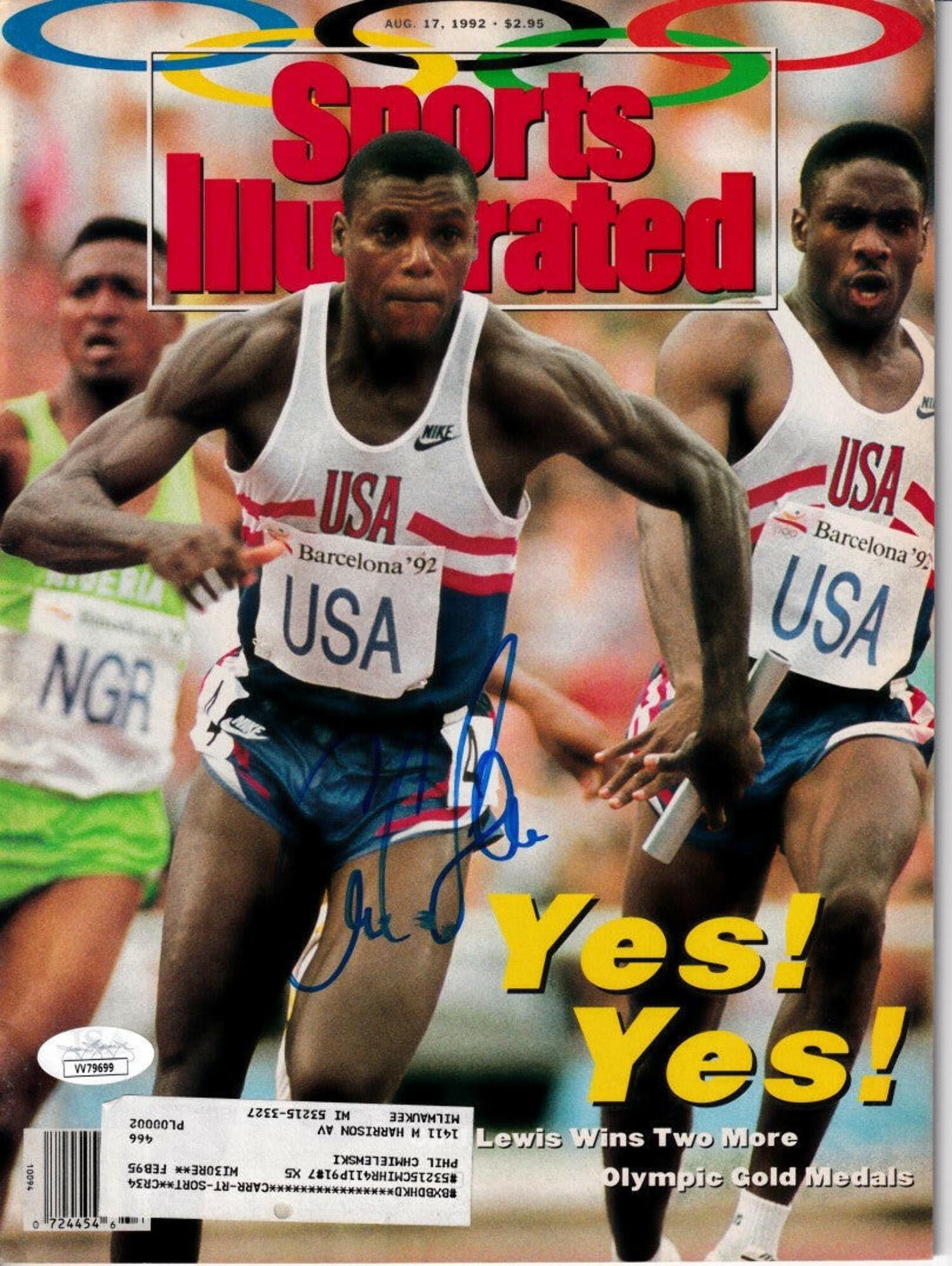 Carl Lewis autographed 1992 Olympics Sports Illustrated magazine (JSA ...