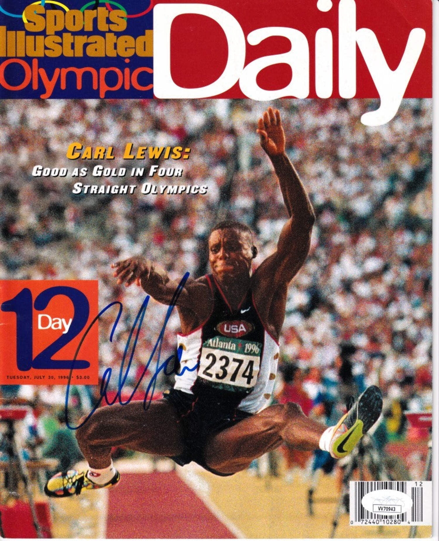 Carl Lewis autographed 1996 Sports Illustrated Olympic Daily magazine ...