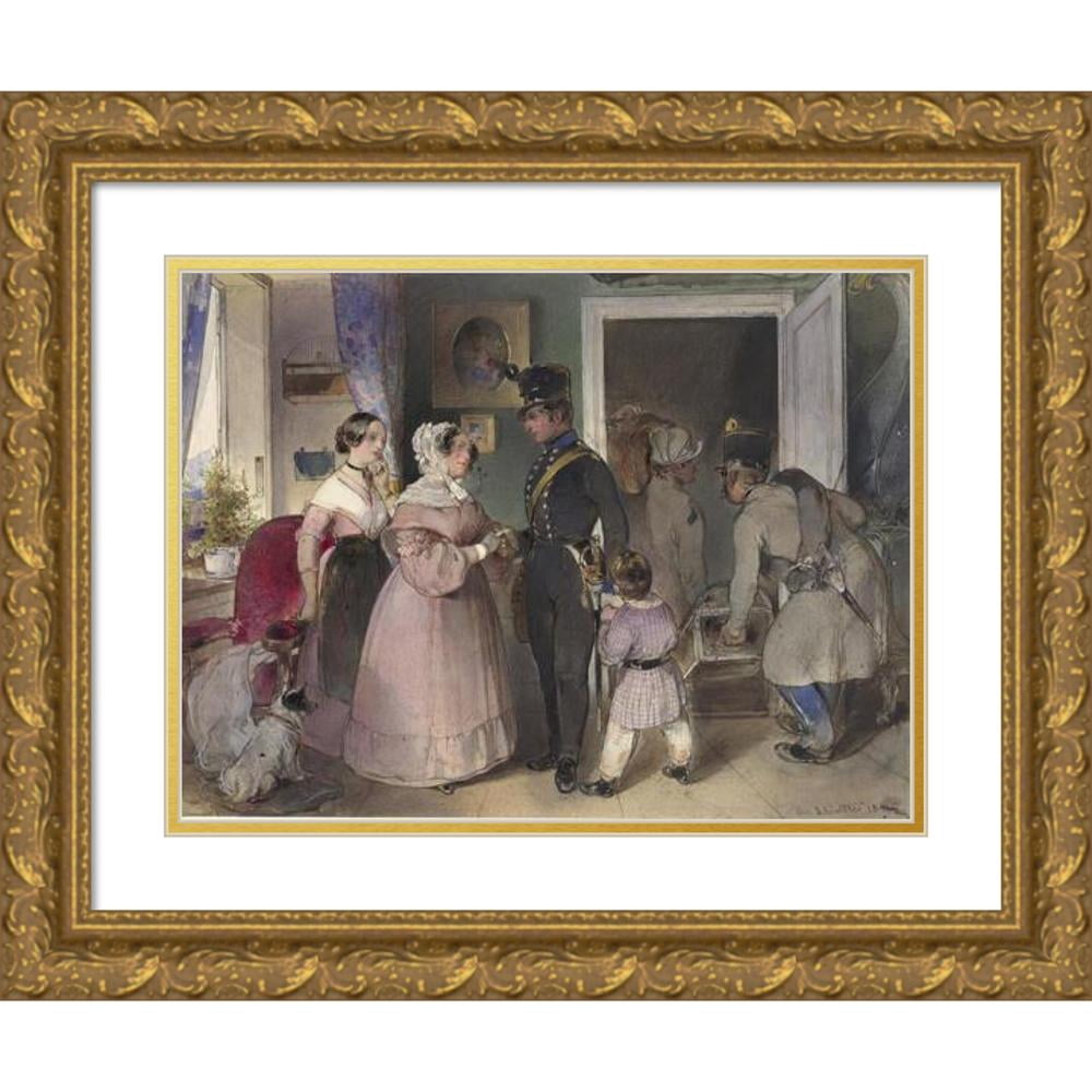 Carl Schindler 14x12 Gold Ornate Wood Frame and Double Matted Museum ...