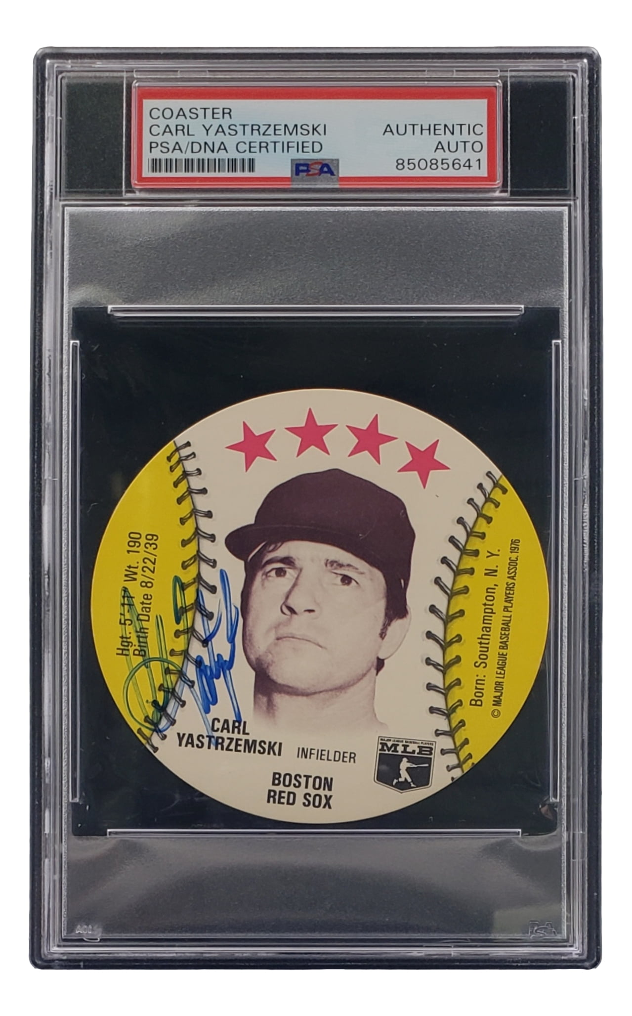 Carl Yastrzemski Signed 1976 MSA Boston Red Sox Disc Card PSA/DNA ...