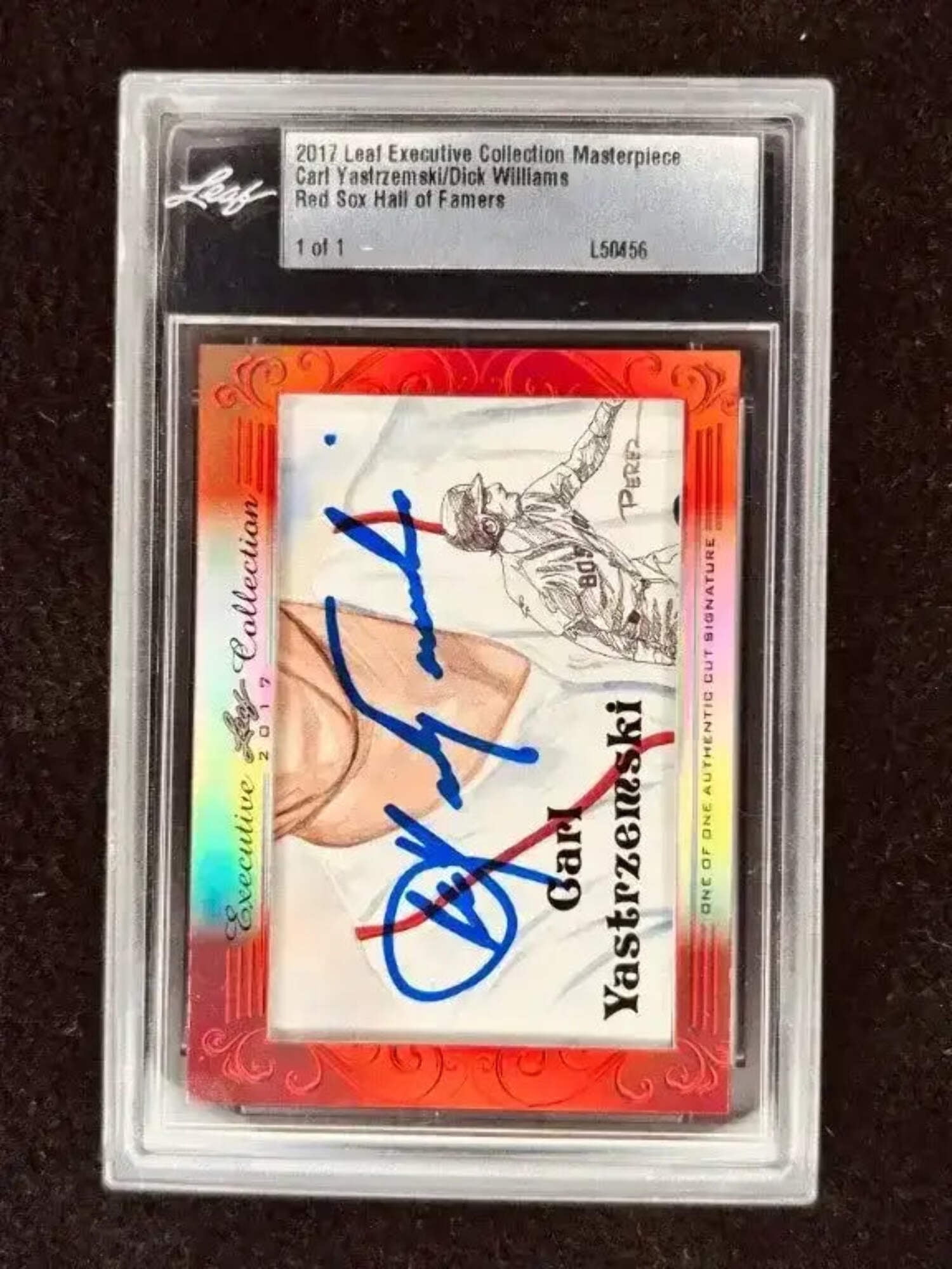 Carl Yastrzemski and Dick Williams 2017 Leaf Masterpiece Cut Signature ...