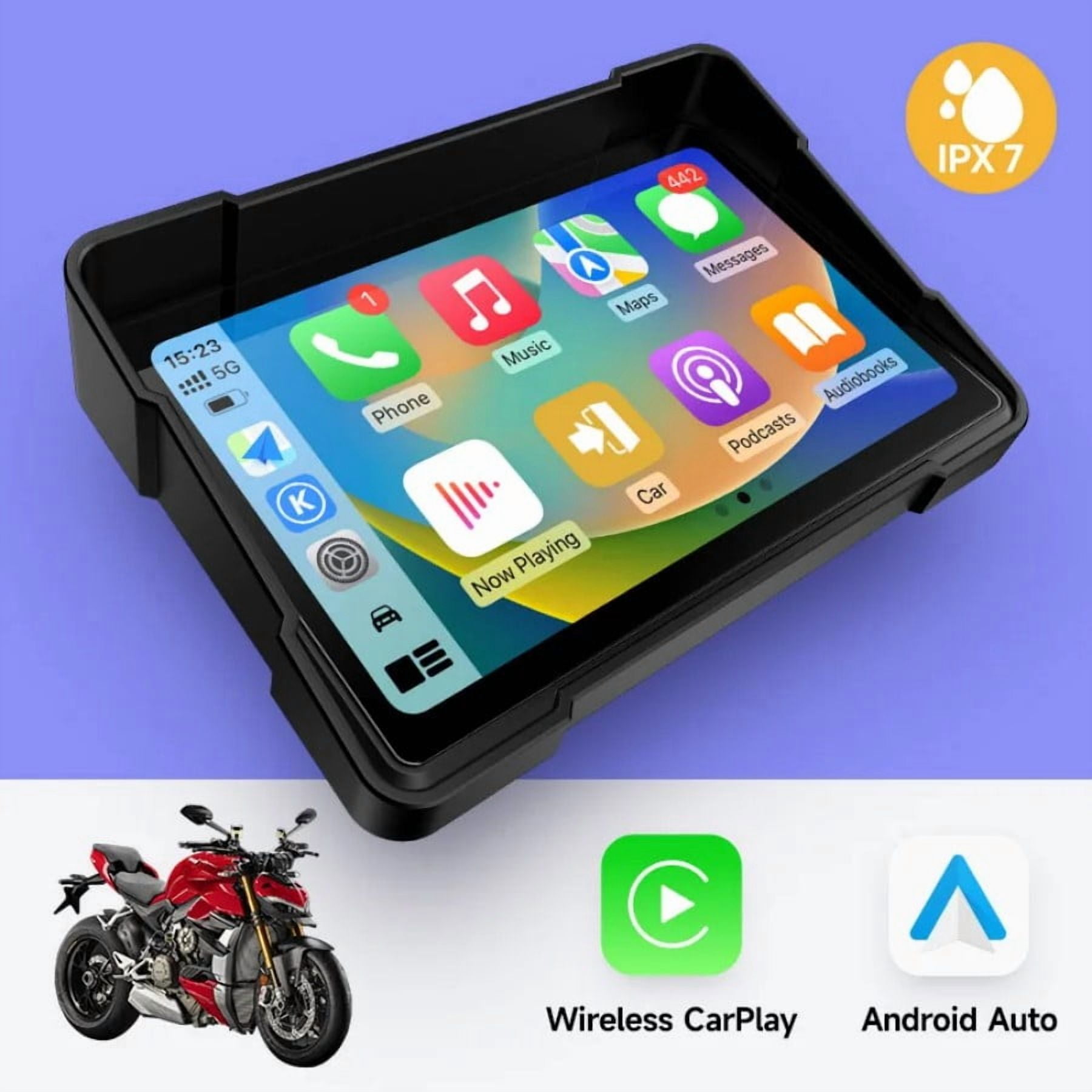 Carlikeit 5 inch Portable Motorcycle Car Play Screen GPS LCD Display ...