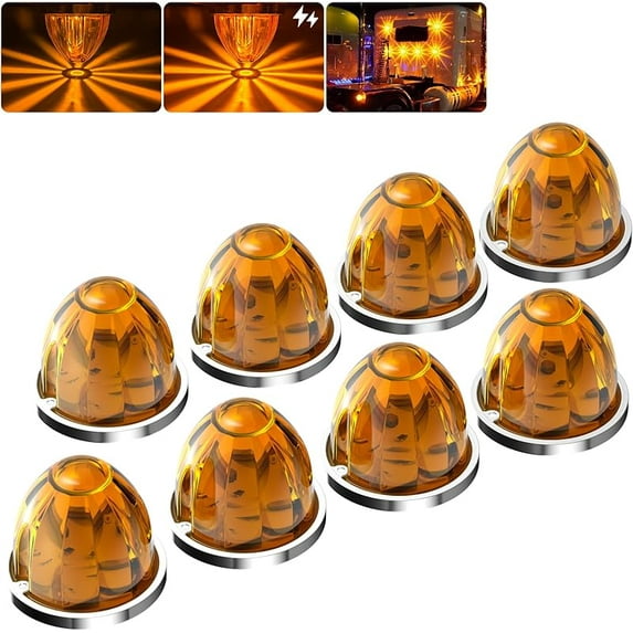 Carlikeit Amber Watermelon LED Strobe + Constant Marker Lights, Dual ...