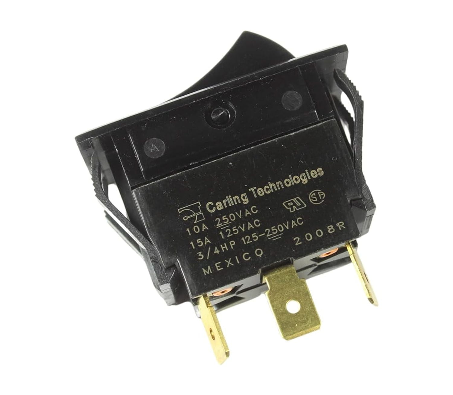 Carling Rocker Switch, SPDT, ON-None-ON, 3 pins, 10Amps/250VAC, 15Amps ...