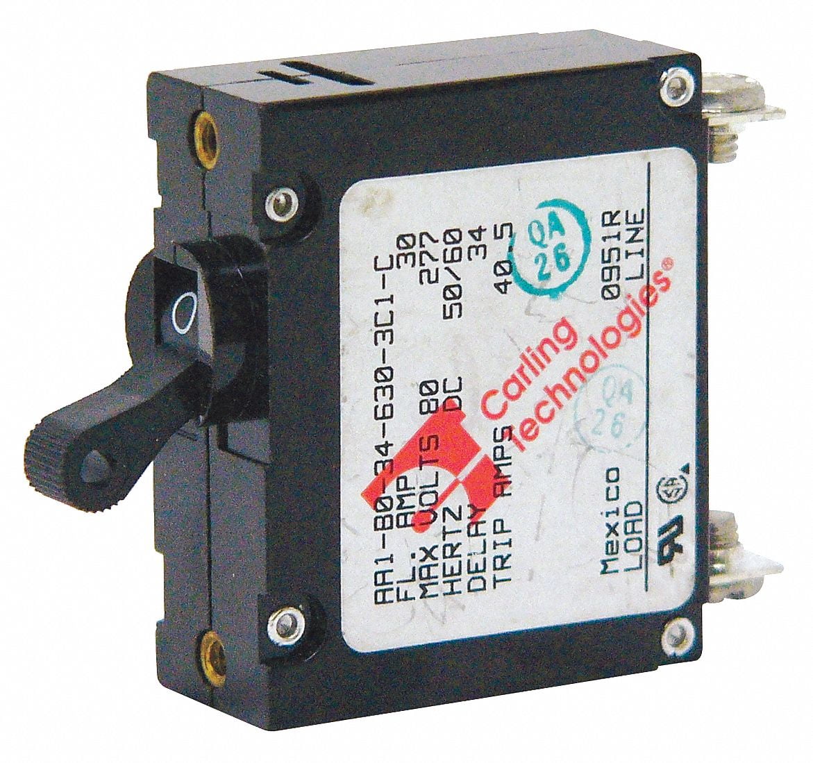 Carling Technologies Circuit Breaker,50A,Magnetic,125VAC AA1-B0-34-650 ...