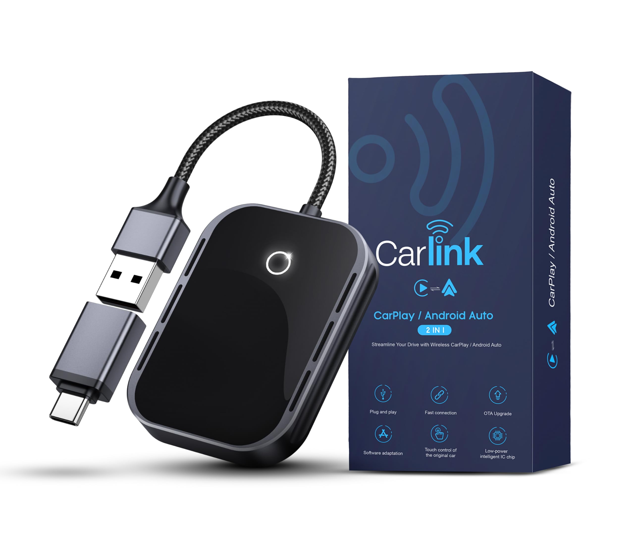 Carlink Wireless CarPlay & Android Auto Adapter for iPhone & Android - USB-C, No Latency ...