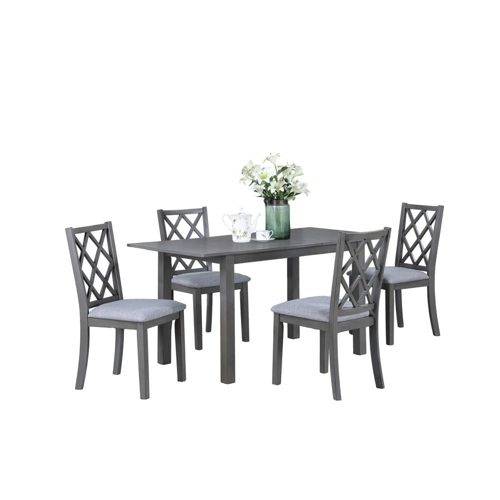 Carlisle 5 Piece Gray Finish Wood Extendable Dining Set - Walmart.com