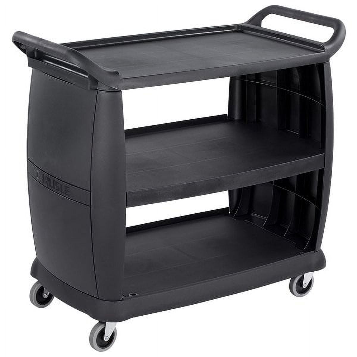 Carlisle CC224303 3 Shelf Oversized Black Utility Cart 300 lb. Capacity ...