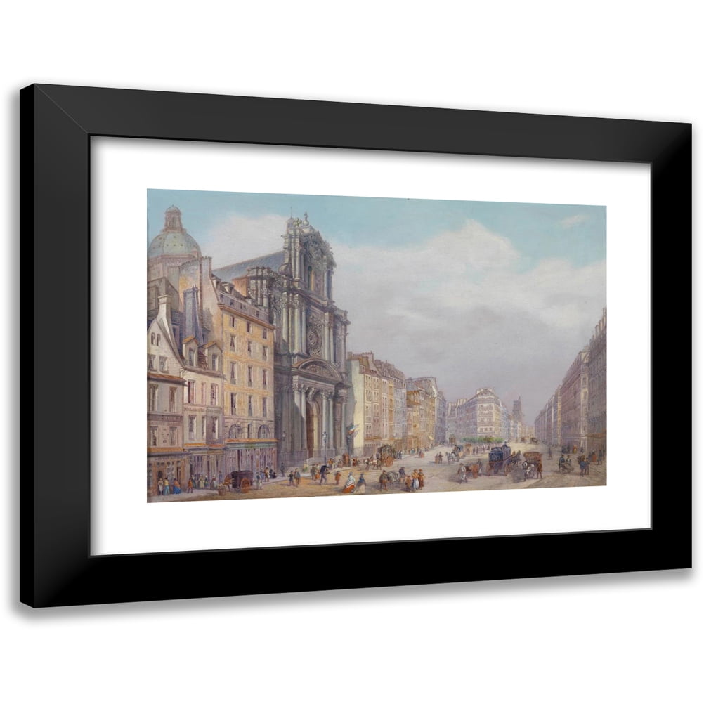 Carlo Bossoli 18x14 Black Modern Framed Museum Art Print Titled - Paris Rue Saint Antoine ...