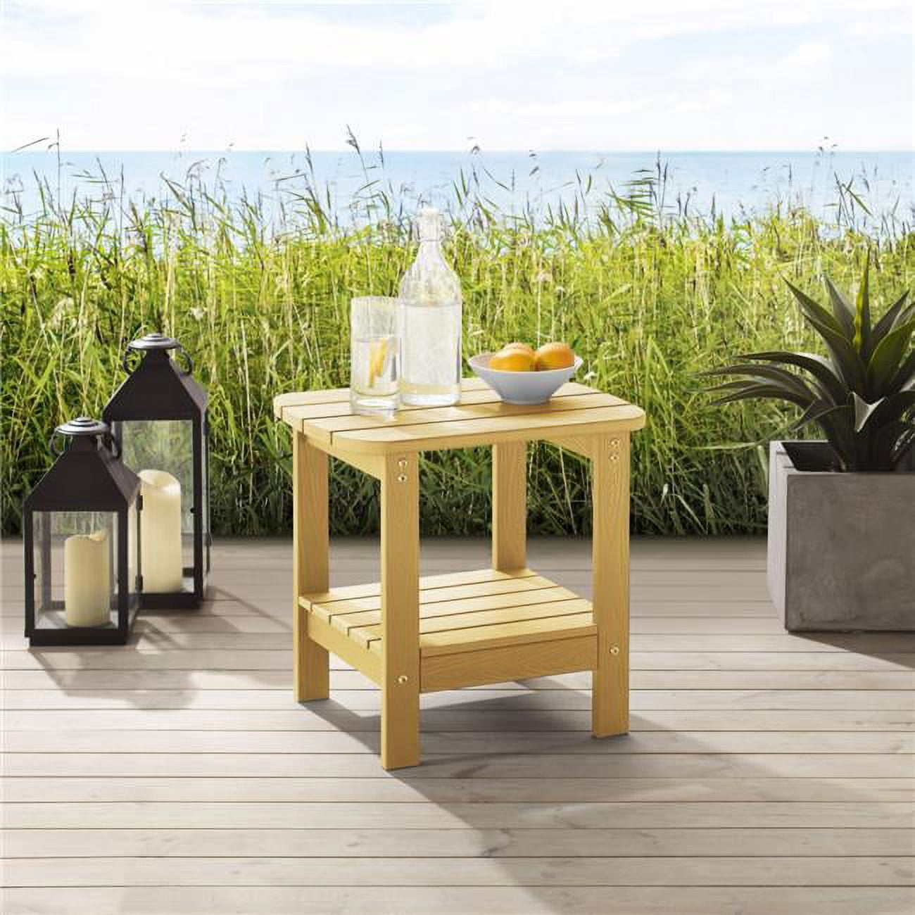 Carlo Weatherproof Faux Wood Outdoor Side Table, Yellow - Walmart.com