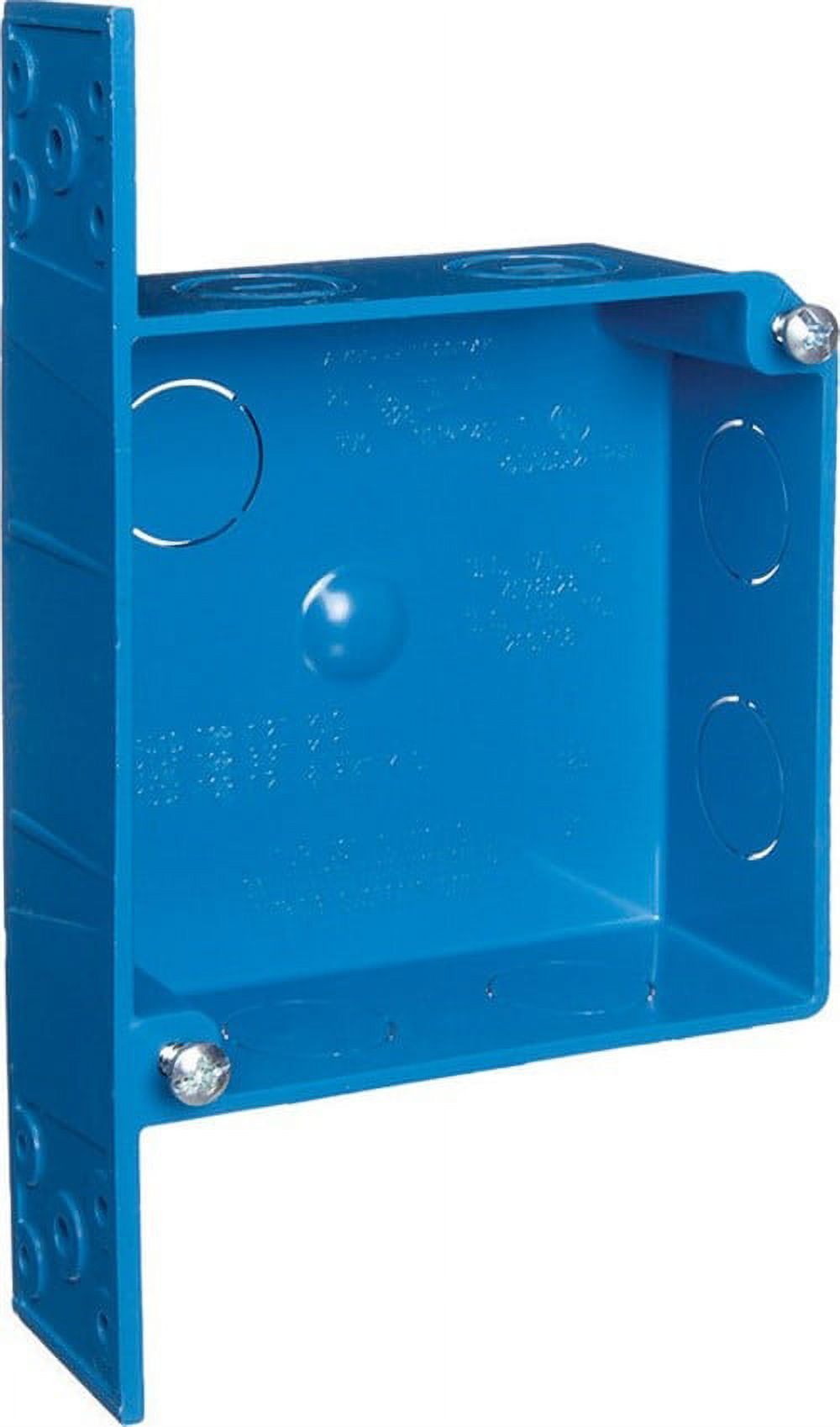 Carlon A521DE Outlet Box, 2 -Gang, 7 -Knockout, PVC, Blue, Bracket ...