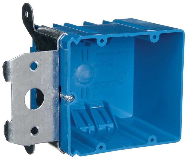 Carlon B234ADJ Outlet Box, 2 -Gang, PVC, Blue, Bracket Mounting ...