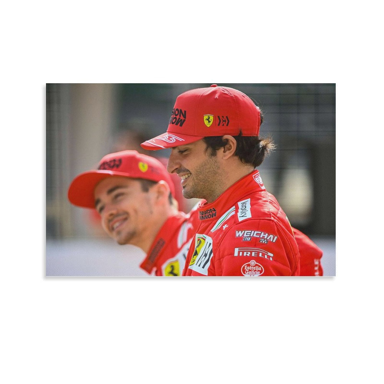 Carlos SAI NZ with Teammate Charles LE Clerc Racing Driver Poster Painting On Canvas Wall Art ...