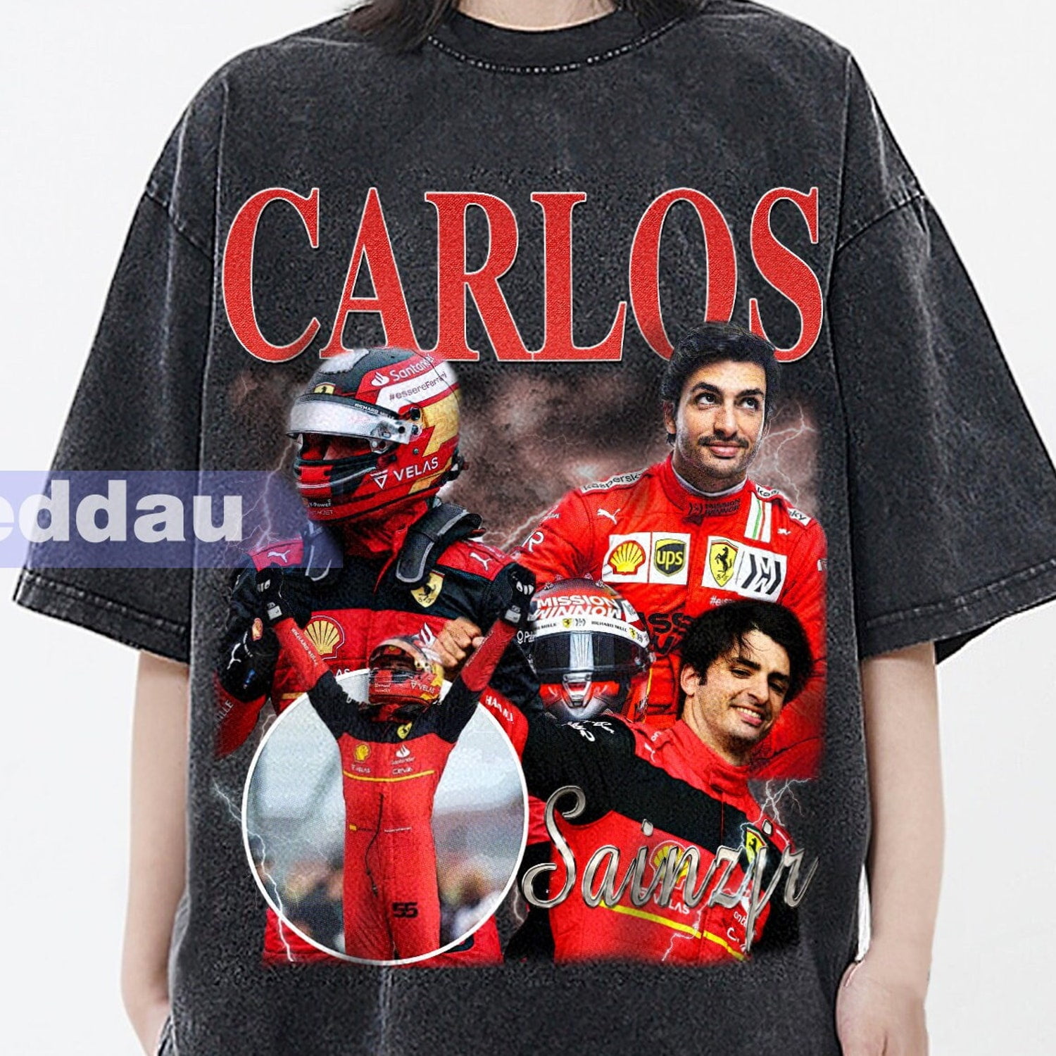 Carlos Sainz Jr Vintage Washed T-Shirt, Formula Racing F1 Homage ...