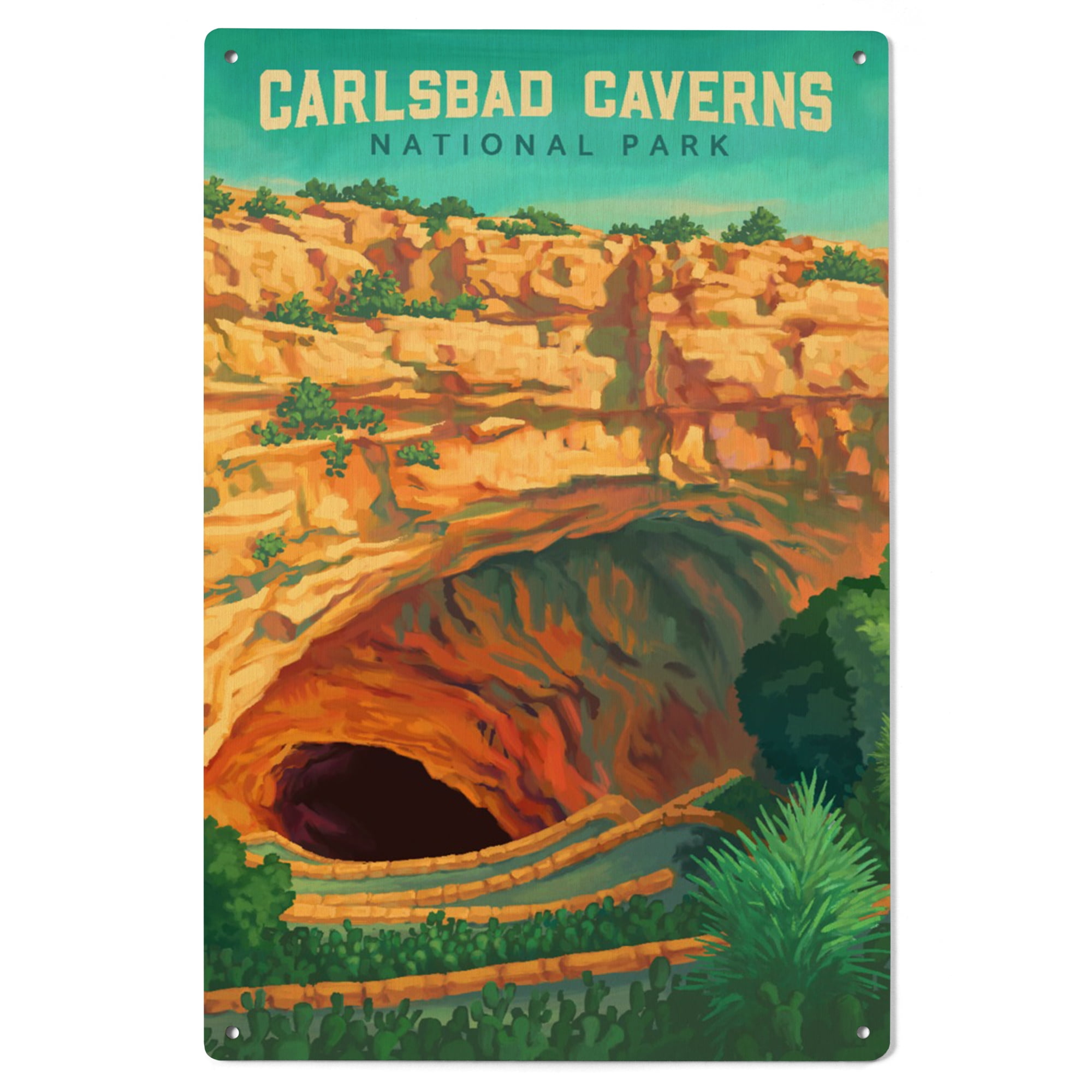 Carlsbad Caverns National Park, Oil Painting Birch Wood Wall Sign (6x9 ...