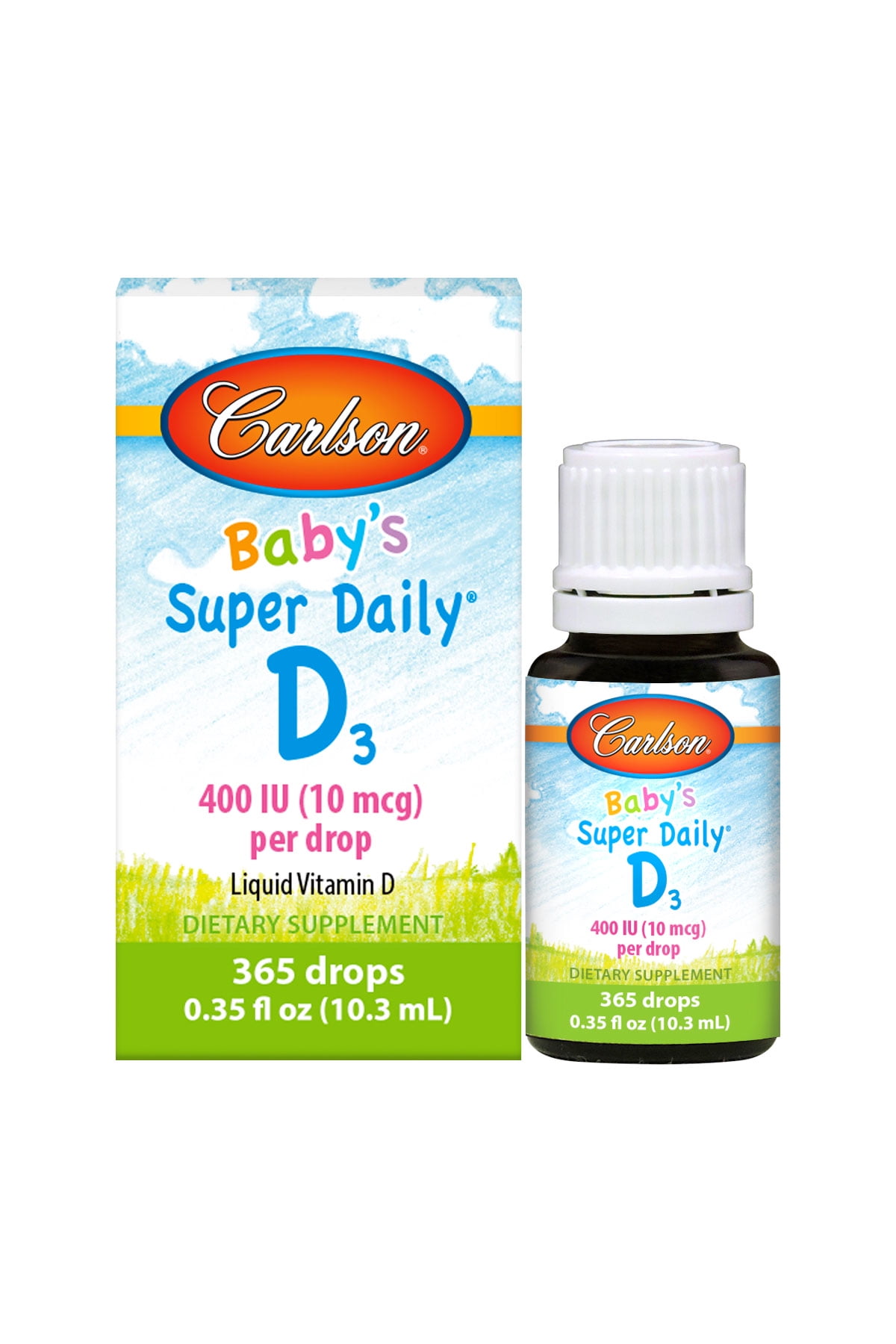 Carlson Baby's Super Daily D3, 400 IU, Liquid Vitamin Drops for Healthy ...