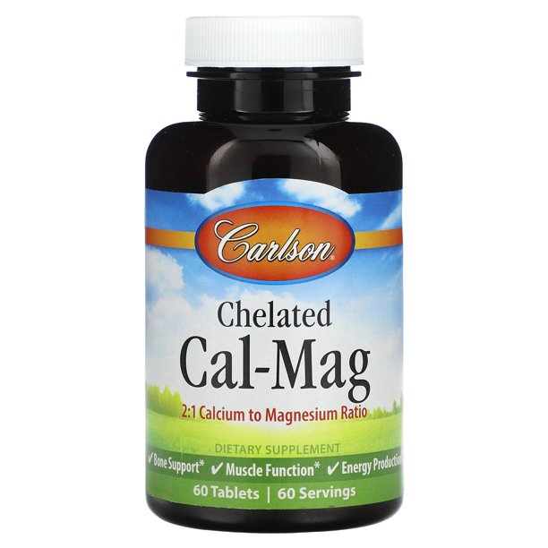 Carlson Chelated Cal-Mag, 60 Tablets - Walmart Business Supplies