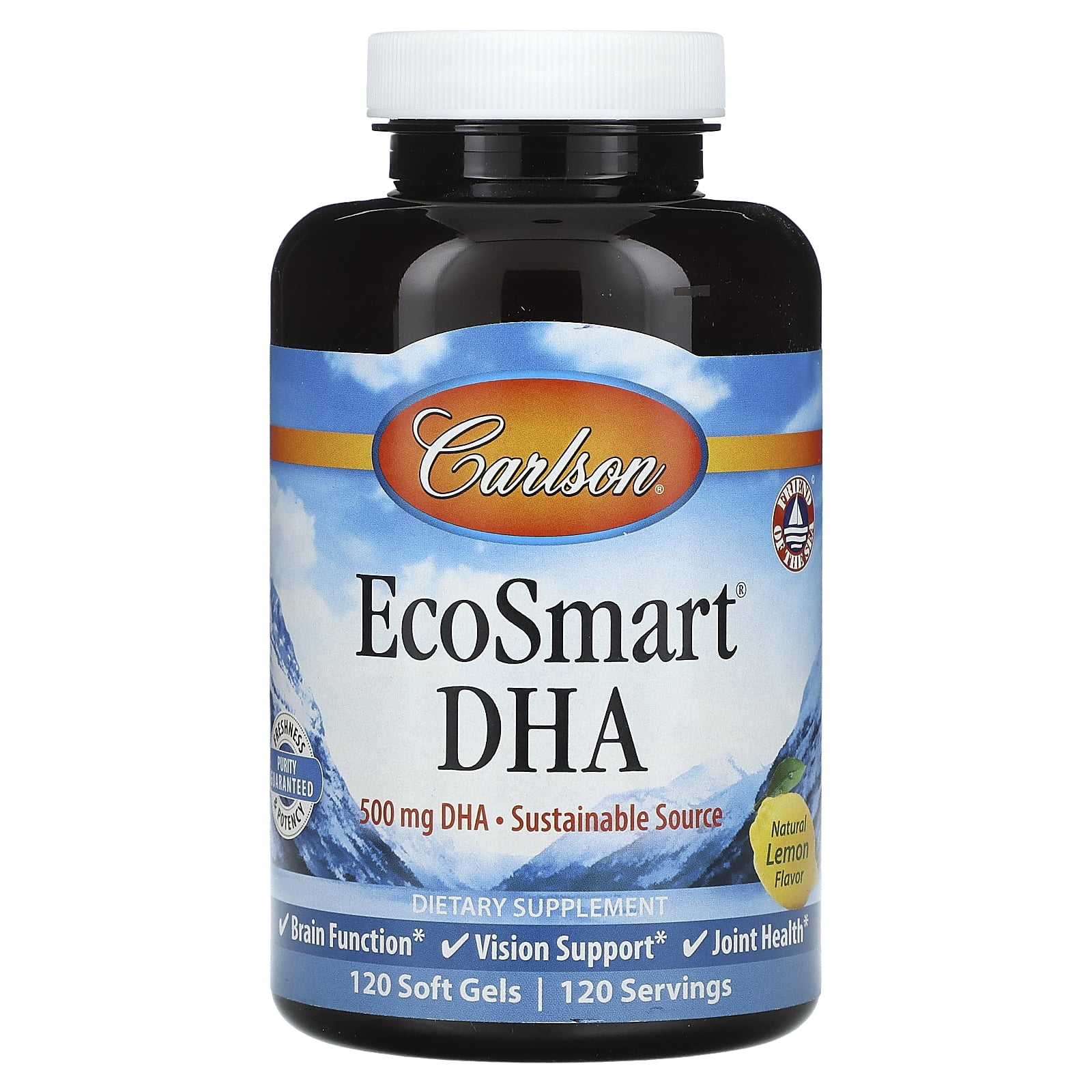 Carlson EcoSmart DHA, Natural Lemon, 500 mg, 120 Softgels - Walmart.com