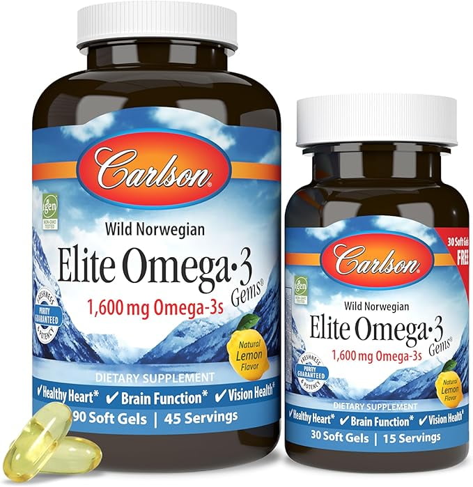Carlson - Elite Omega-3 Gems 1600 mg Omega-3 Fatty Acids Including EPA ...