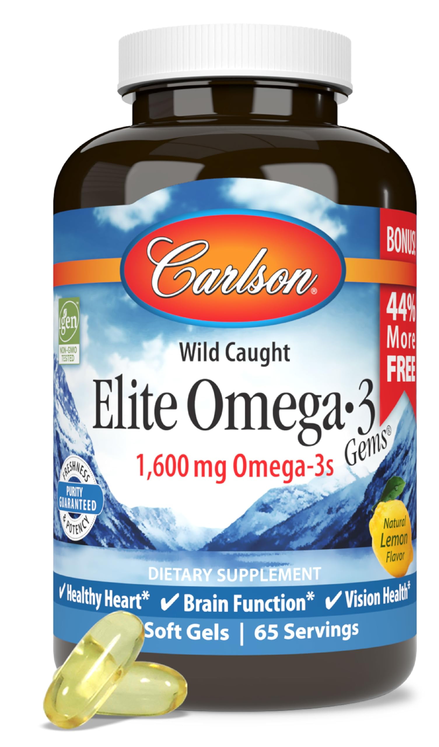 Carlson - Elite Omega-3 Gems, 1600 mg Omega-3 Fatty Acids Including EPA ...