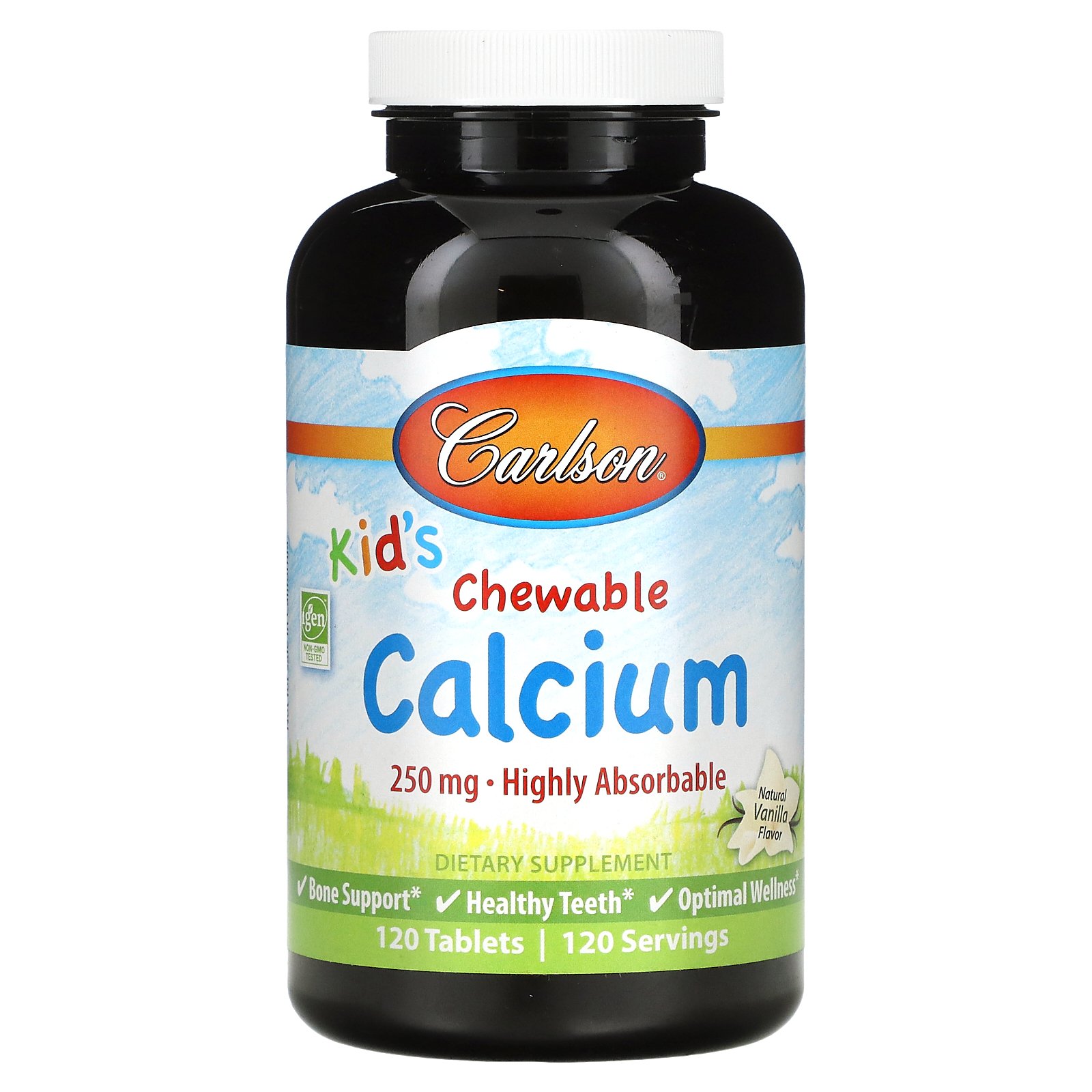 Carlson Labs - Kids Chewable Calcium with Vanilla 250 mg. - 120 Tablets ...