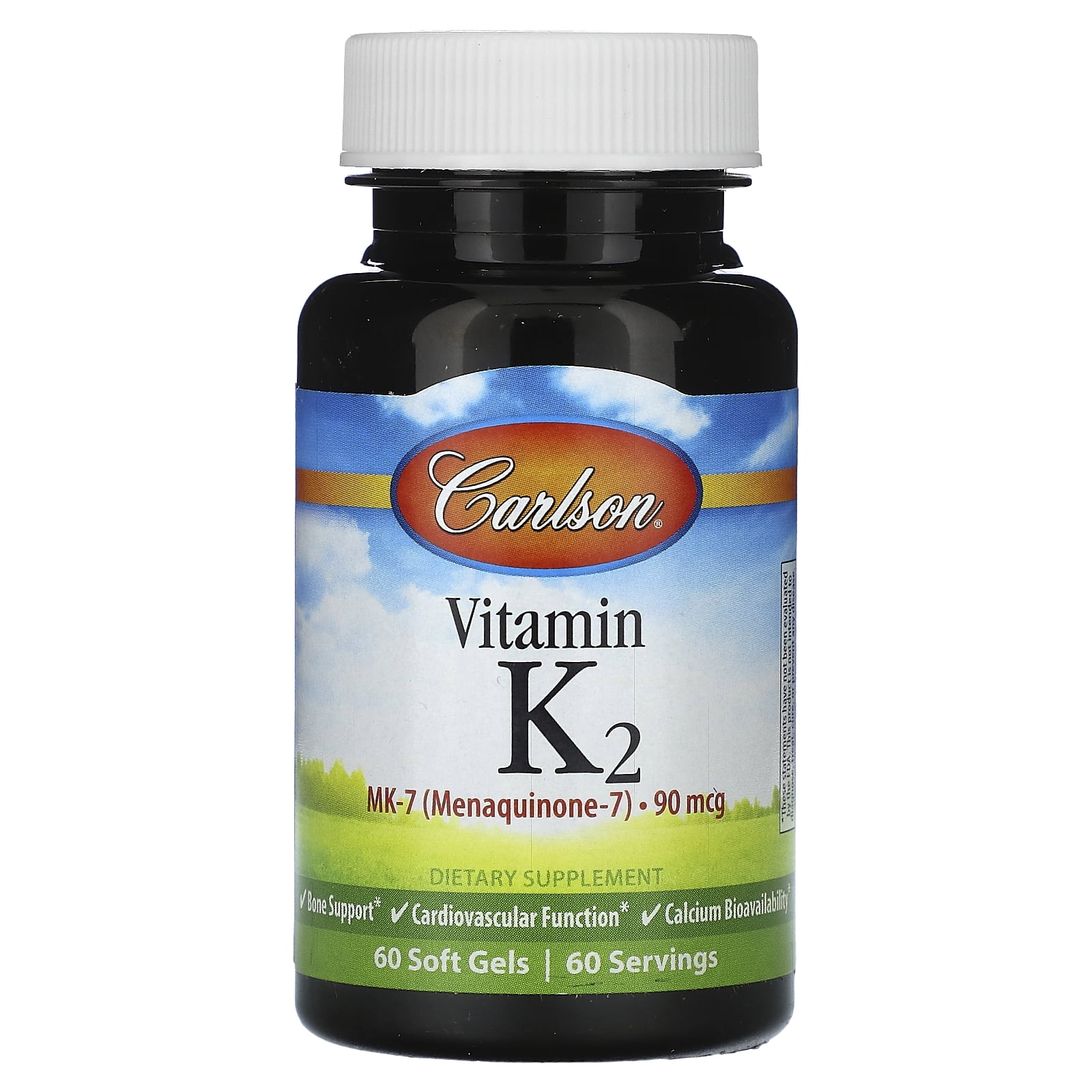 Carlson Laboratories Vitamin K2 as MK-7 90 mcg 60 Softgel - Walmart.com