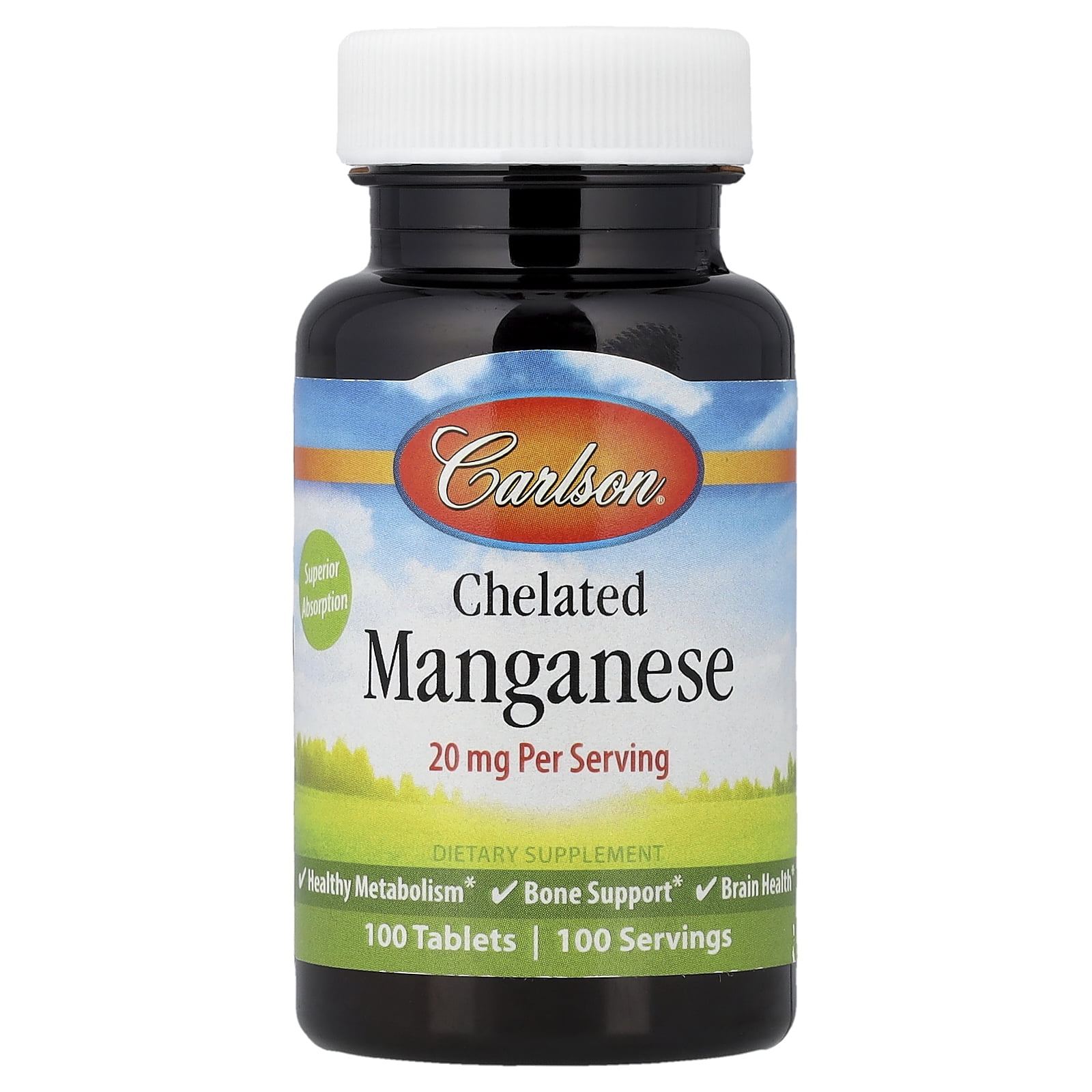 Carlson Chelated Manganese , 20 mg , 100 Tablets - Walmart.com