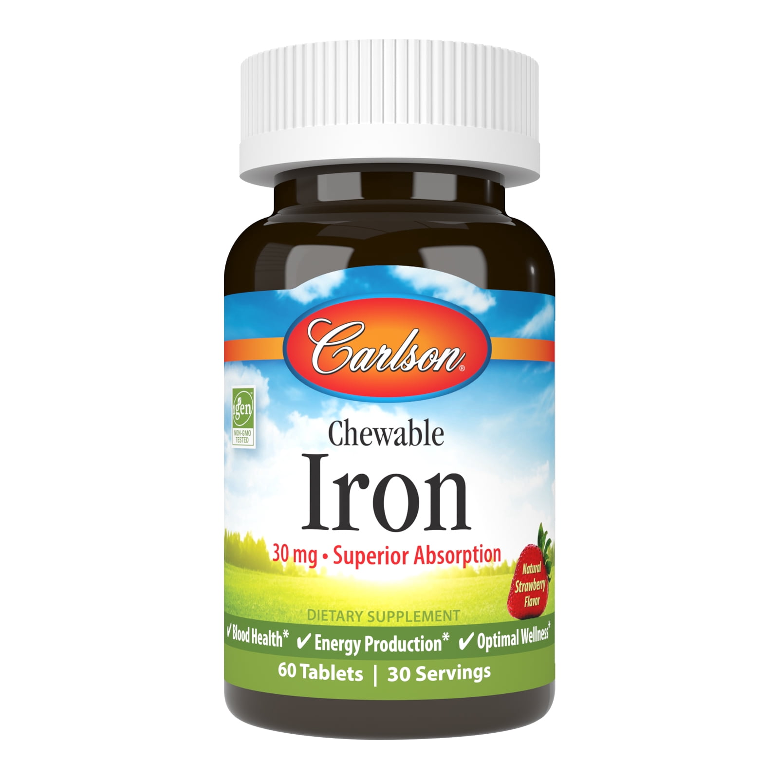 Carlson, Chewable Iron Tablets, 30 mg, Superior Absorption, Strawberry ...